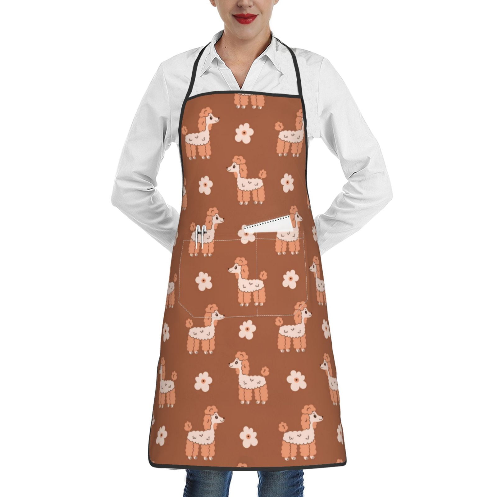 Fuzoiu Cute Poodle Dog Print Kitchen Cooking Aprons,Kitchen Cooking BBQ ...