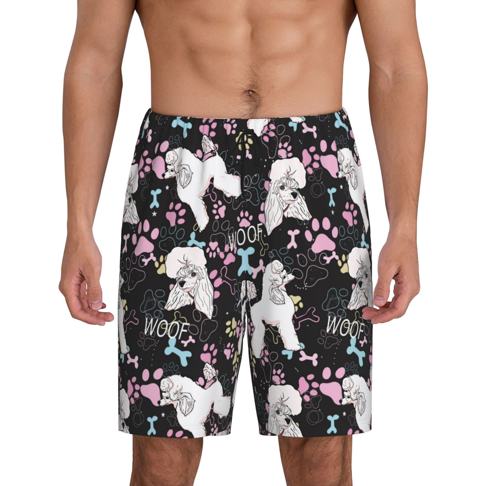 Fuzoiu Cute Poodle Dog Print Pajama Shorts for Men, Men's Pajama ...