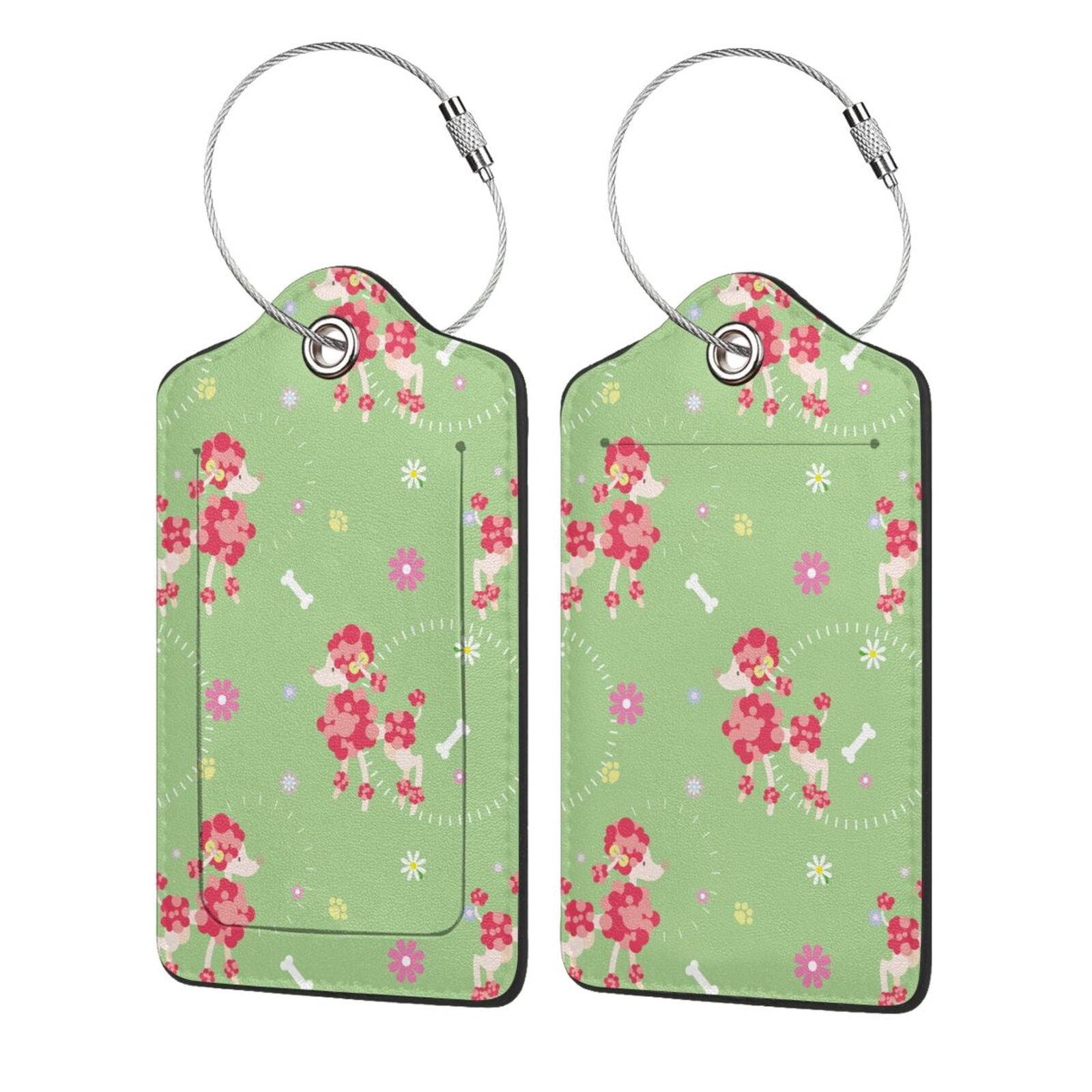 Fuzoiu Cute Poodle Dog Print Premium Leather Luggage Tag,Travel ...
