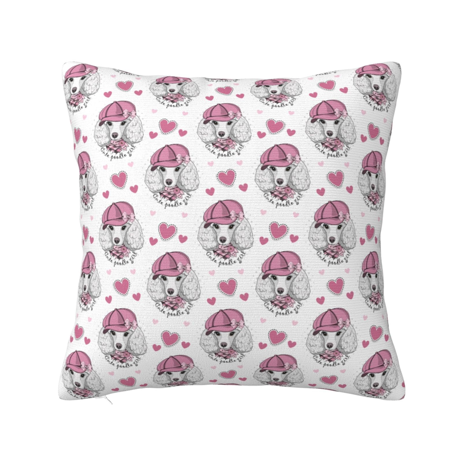 Fuzoiu Cute Poodle Dog Print Square Pillow Cover,Hidden Zipper Design ...