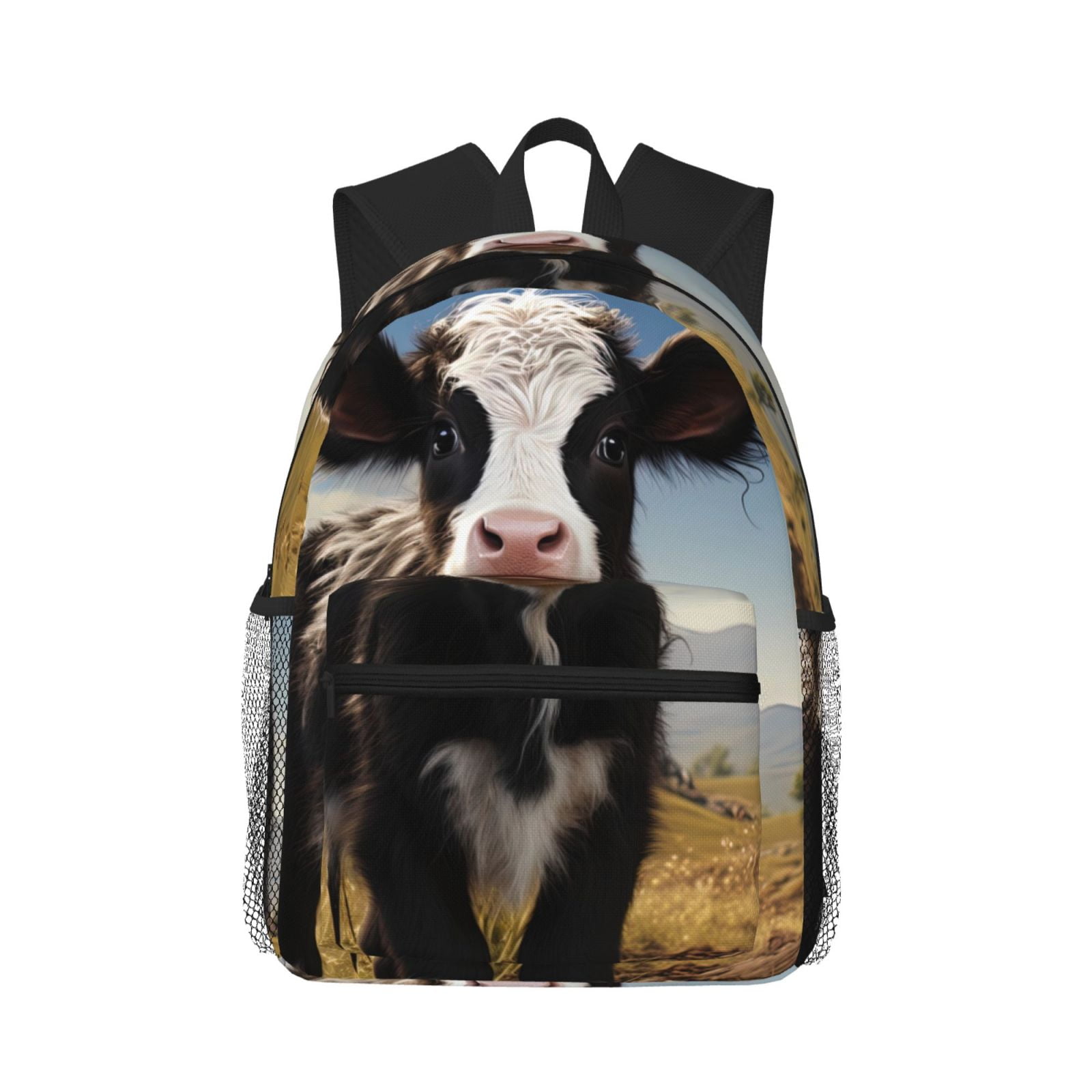 Fuzoiu Cute Prairie Cow Print School Backpack for Teens,Large Bookbag ...