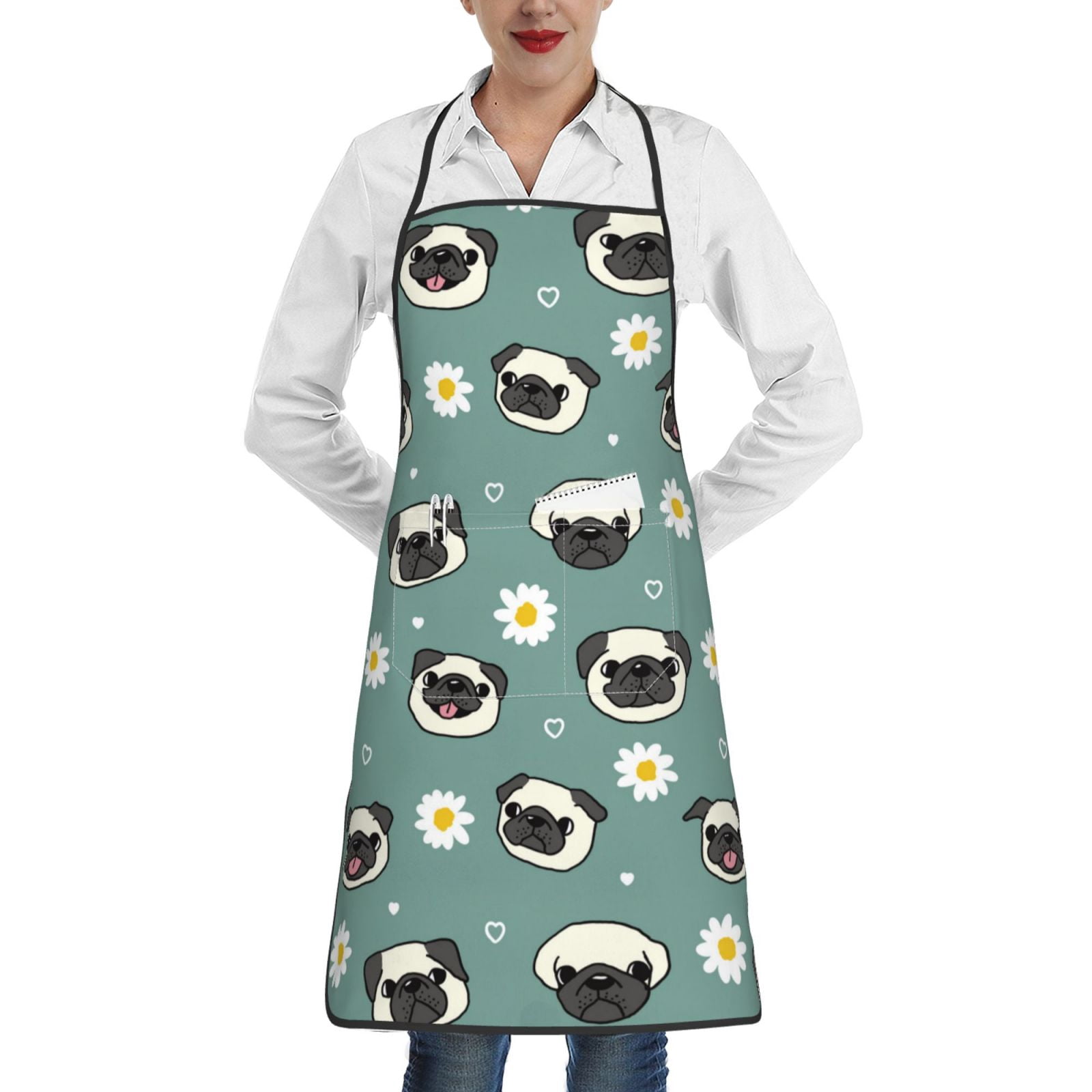 Fuzoiu Cute Puppy Print Kitchen Cooking Aprons,Kitchen Cooking BBQ ...