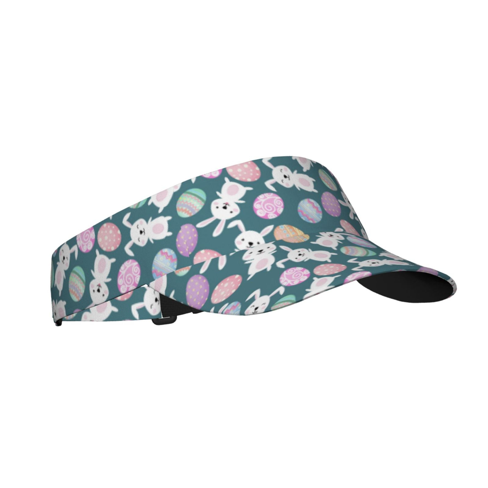 Fuzoiu Cute Rabbit Easter Print Adult Sunscreen Visor Cap,Adjustable Summer Cap for Men Women ...