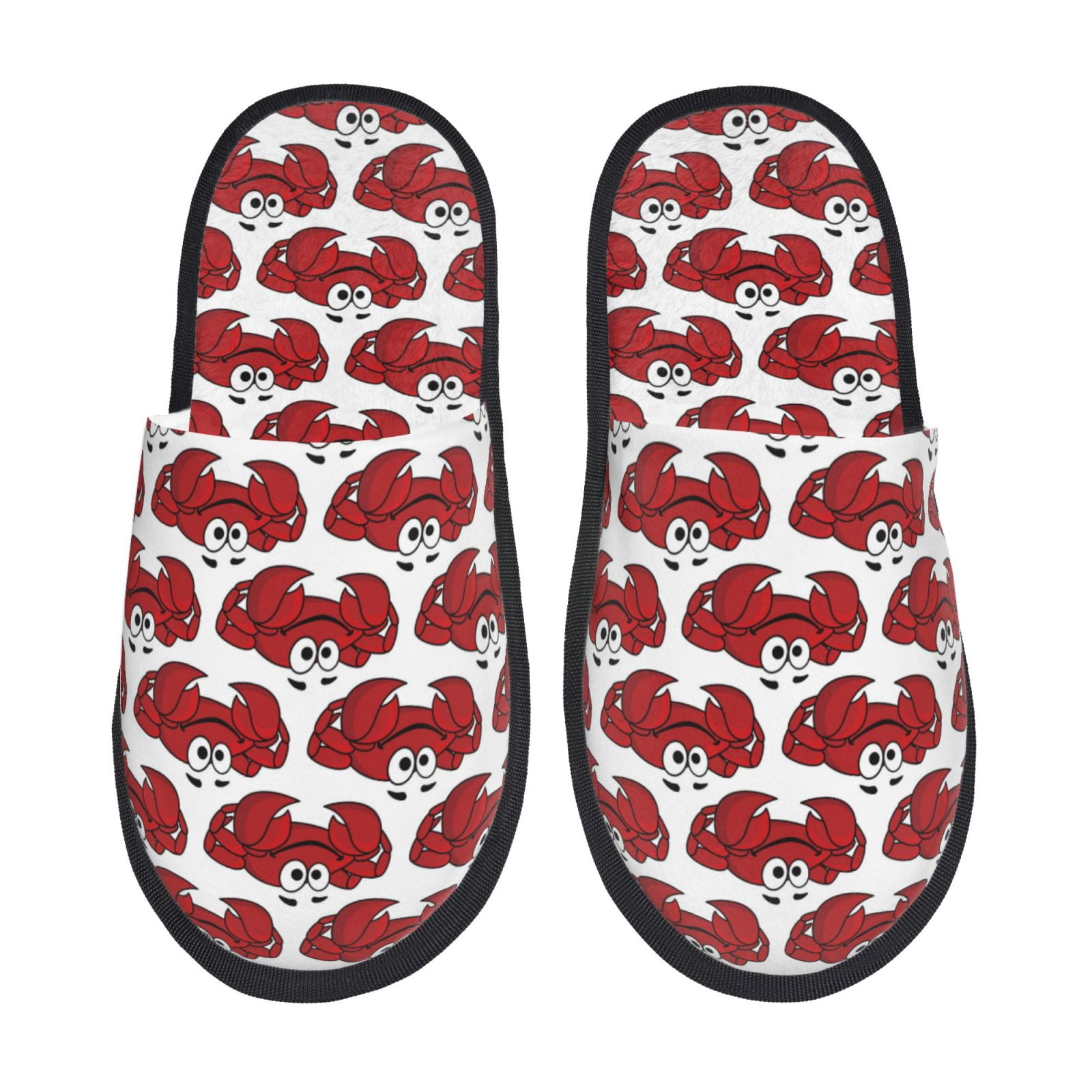 Fuzoiu Cute Red Crab Print Unisex Furry Slippers,Plush Indoor Shoes ...