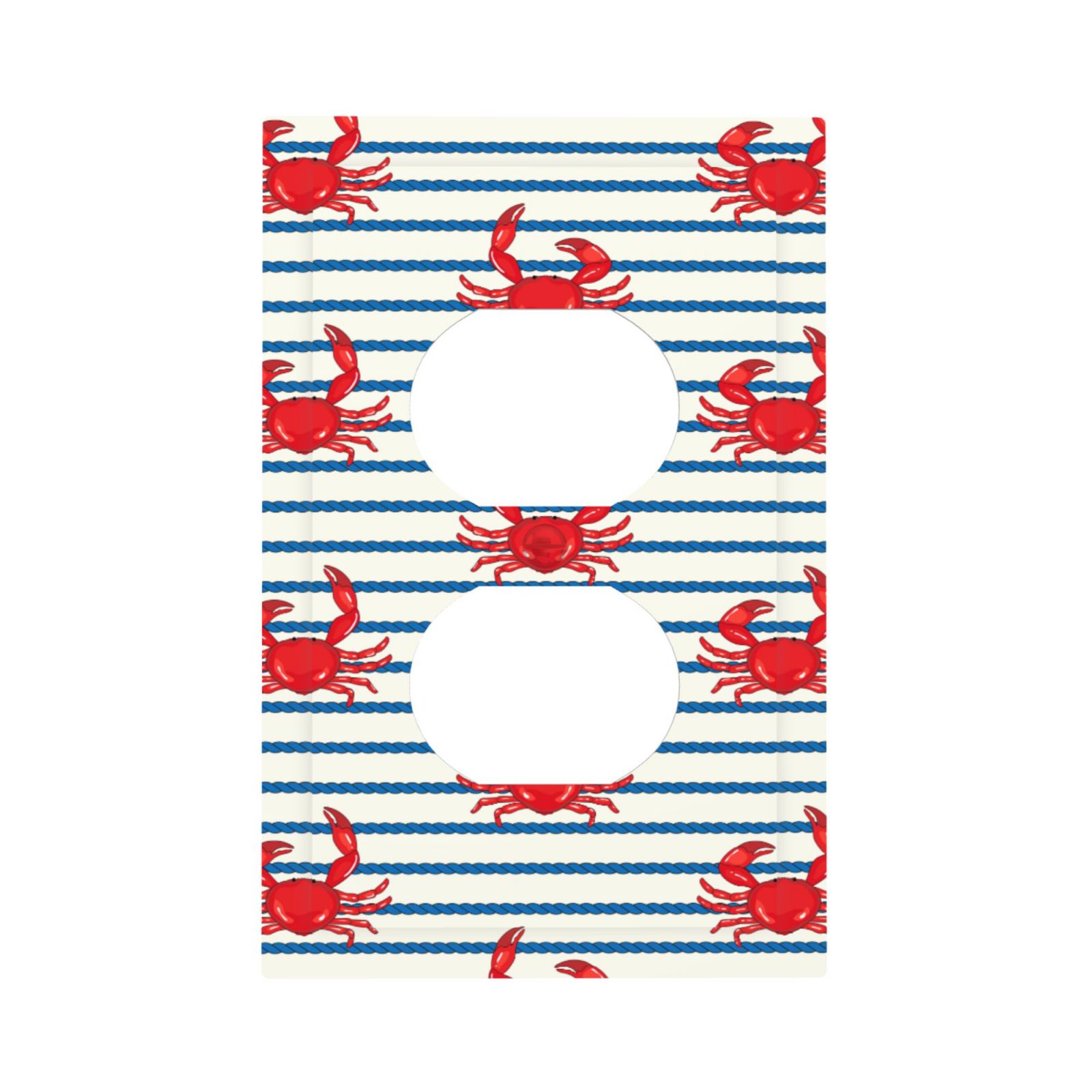 Fuzoiu Cute Red Crabs With Nautical Print Single Duplex Outlet Cover ...