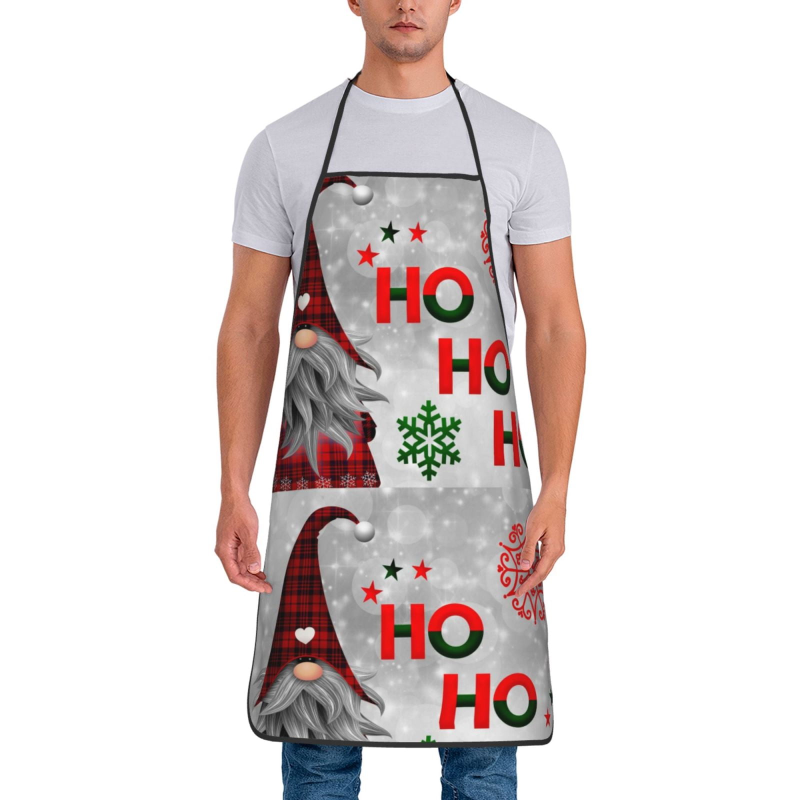 Fuzoiu Cute Santa Print Waterproof Apron, Kitchen Apron for Women Men ...
