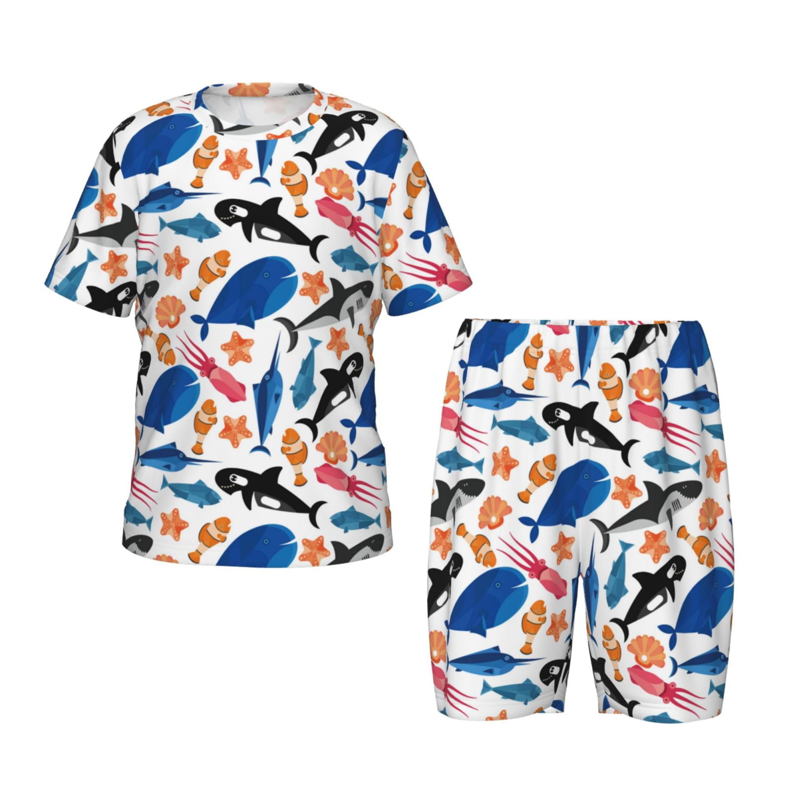 Fuzoiu Cute Sea Animals Print Boys Girls Pjs Sleepwear,2 Piece Pajam ...