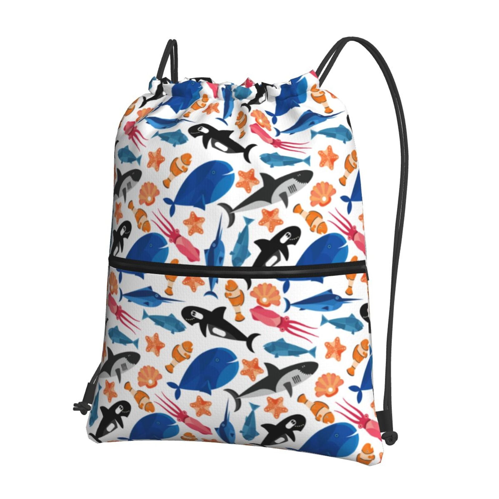 Fuzoiu Cute Sea Animals Print Drawstring Backpack Water Resistant ...