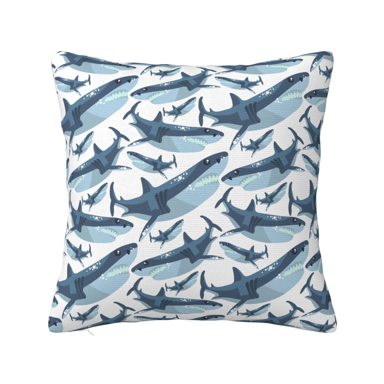 Fuzoiu Cute Shark Print Square Pillow Cover,Hidden Zipper Design,Luxury ...
