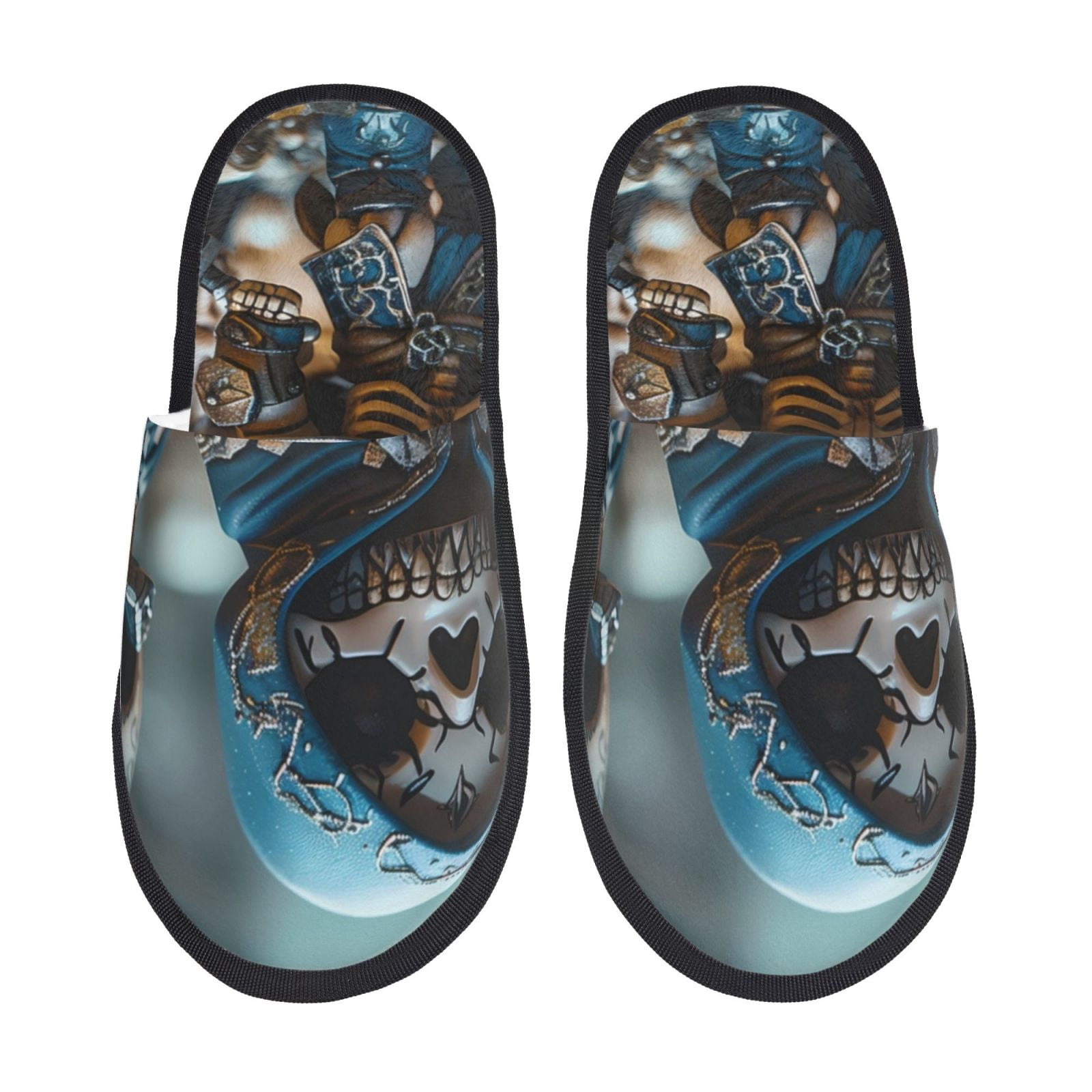 Fuzoiu Cute Skeletons Figurines Print Unisex Furry Slippers,Plush ...