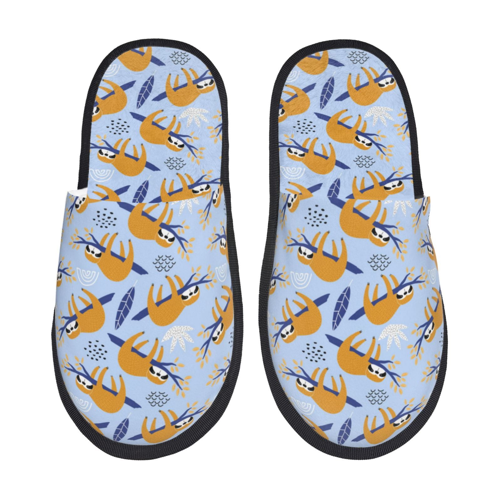 Fuzoiu Cute Sloth Print Unisex Furry Slippers,Plush Indoor Shoes,Trendy ...