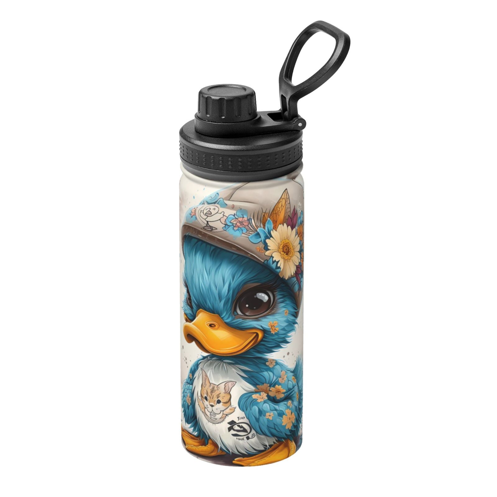 Fuzoiu Cute Sunflower Blue Duck Print 18oz Sports Insulated Kettle ...