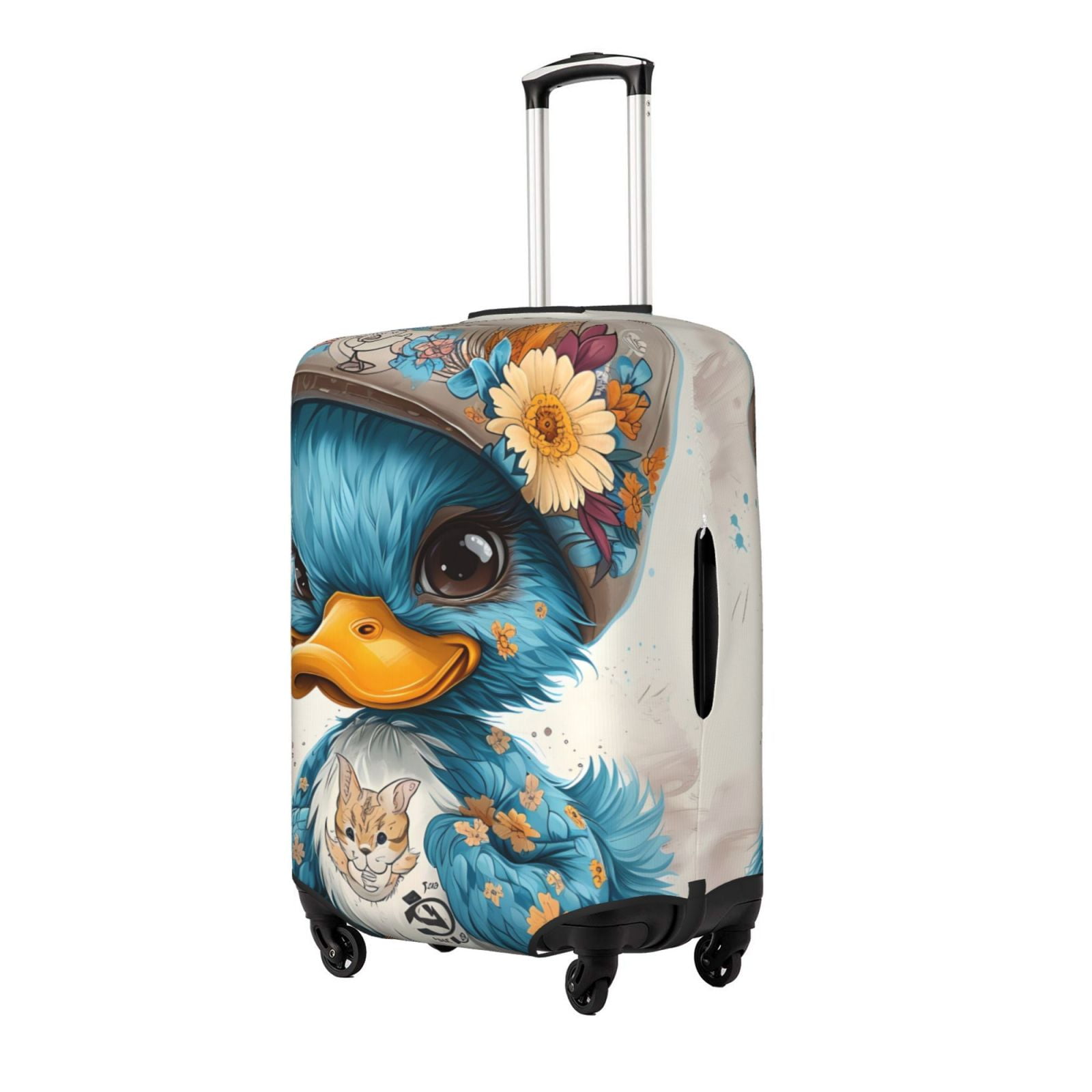 Fuzoiu Cute Sunflower Blue Duck Print Suitcase Cover,Washable Luggage ...