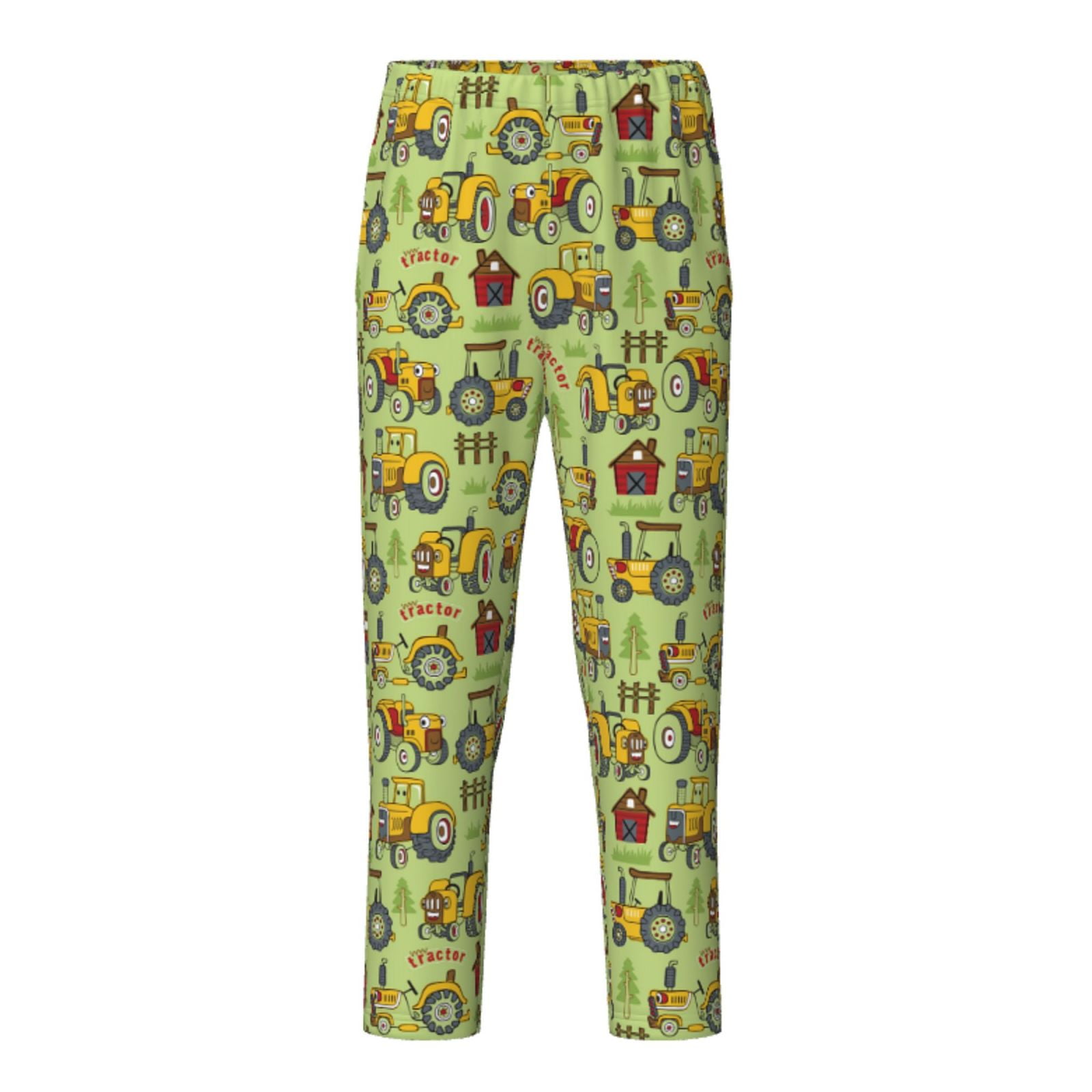 Fuzoiu Cute Tractor Print Teenagers' Pajama Pants,Lounge Pants with ...