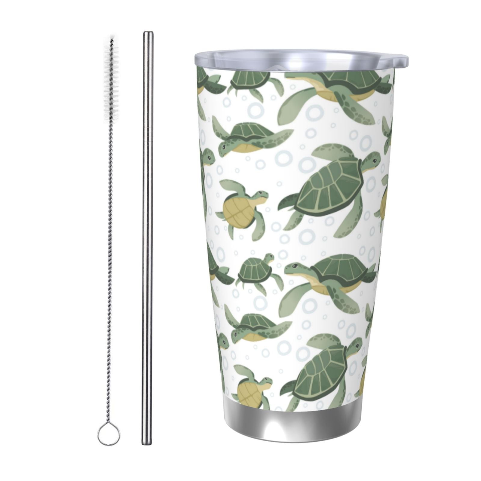 Fuzoiu Cute Turtle Print 20oz Tumbler, Stainless Steel Vacuum Insulated ...