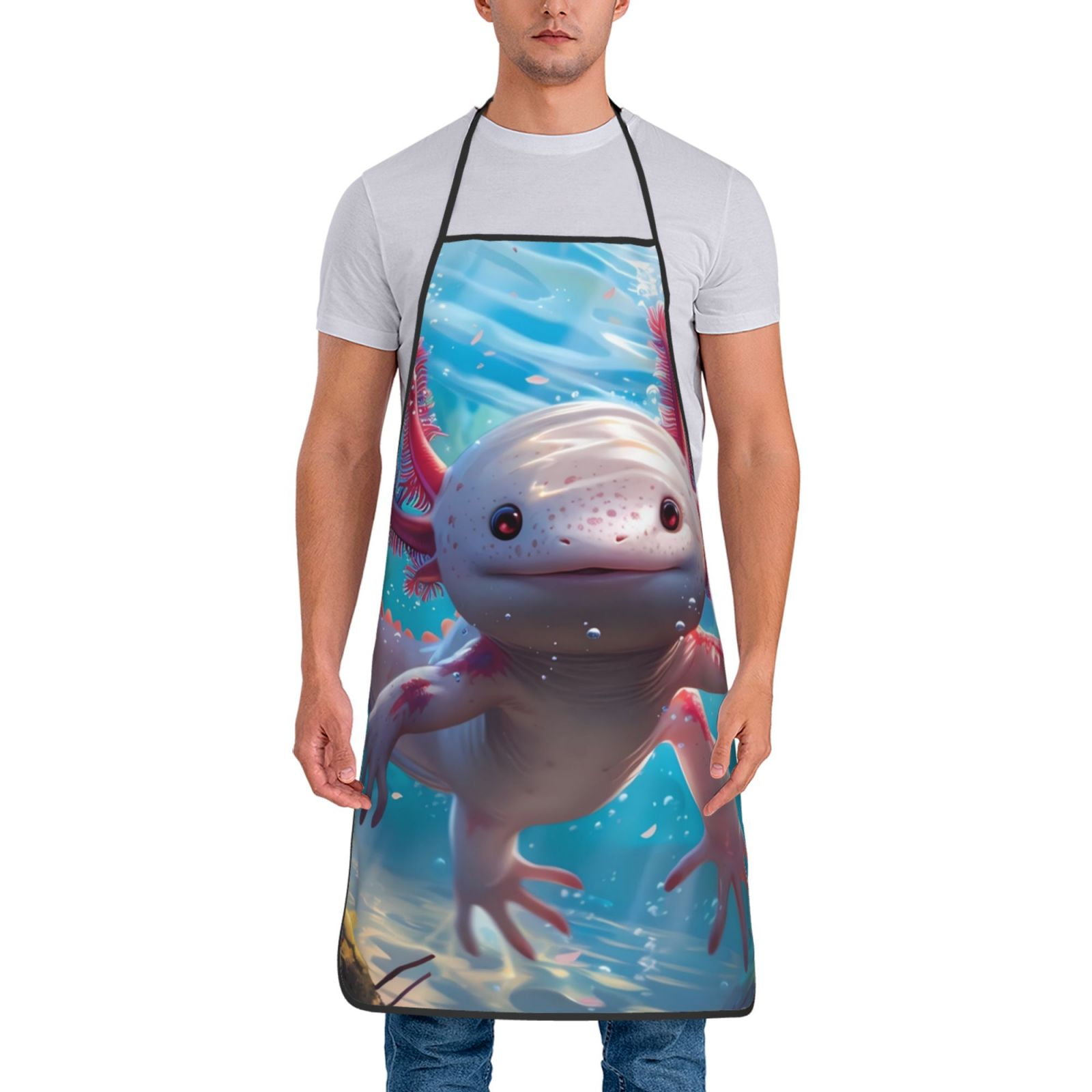 Fuzoiu Cute Underwater Axolotl Print Waterproof Apron, Kitchen Apron ...