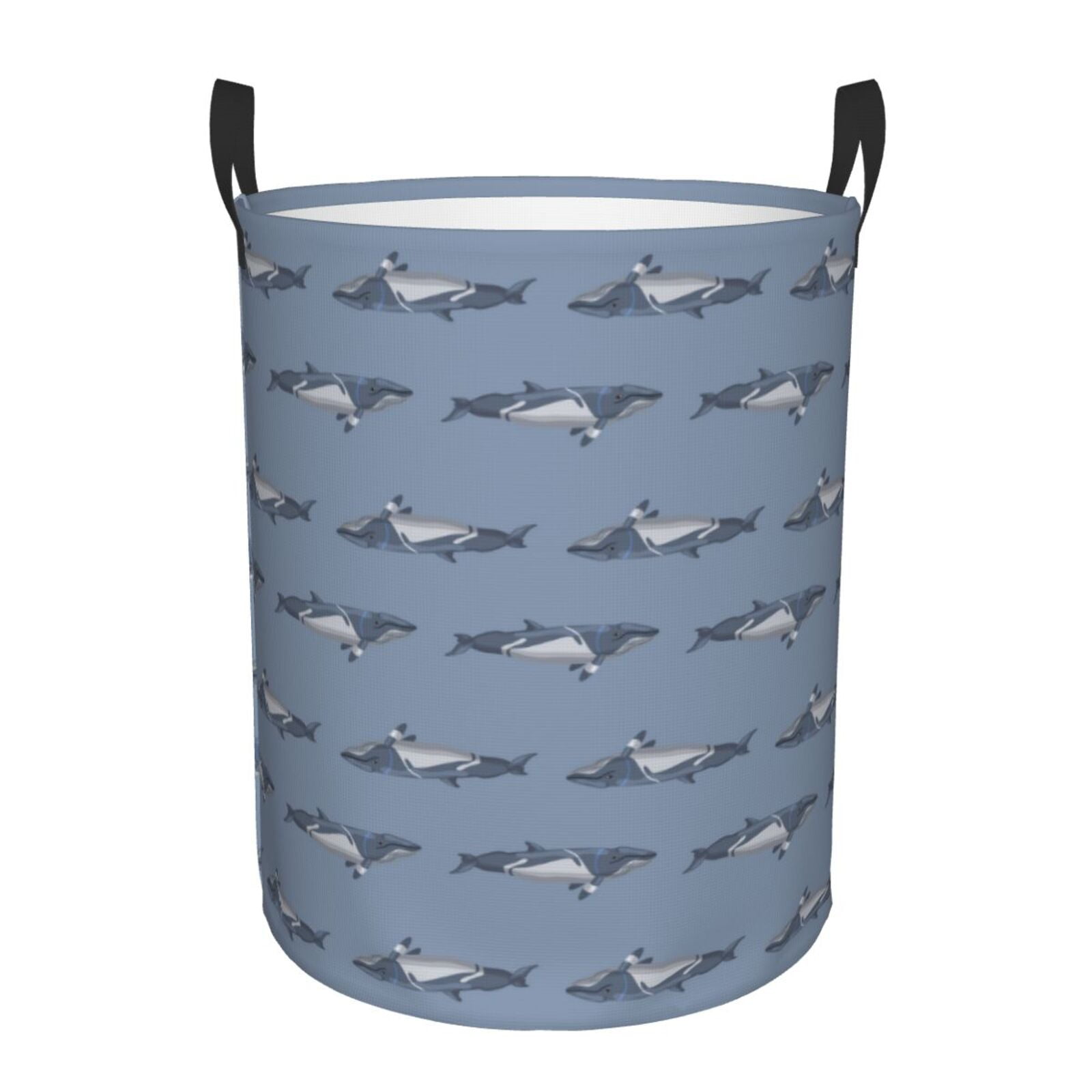 Fuzoiu Cute Whale Print Circular Hamper,Laundry Basket with Handle ...
