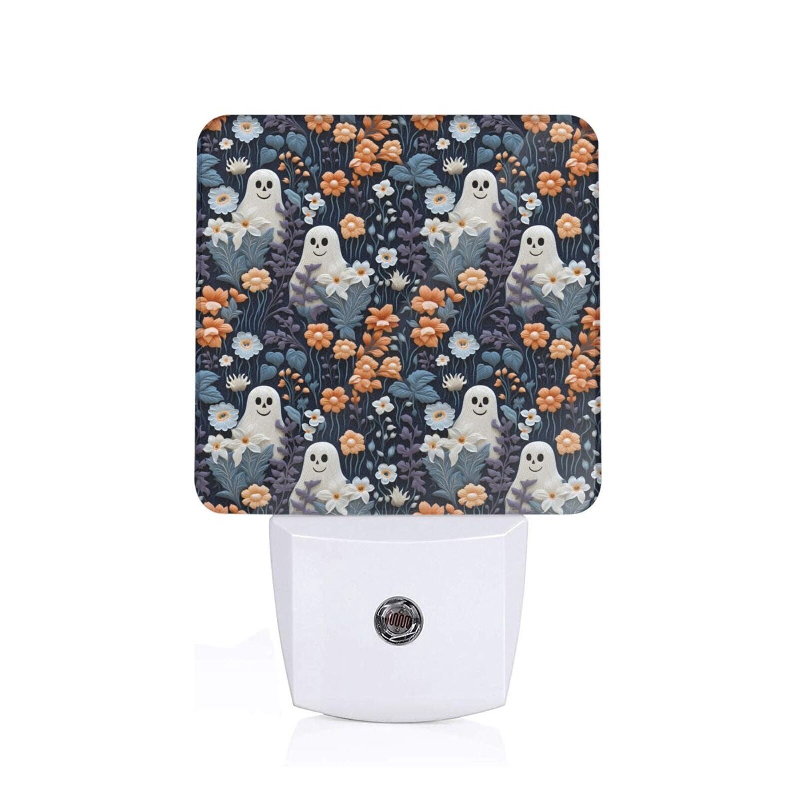 Fuzoiu Cute ghost in the flowers Print Dusk to Dawn LED Night Light ...