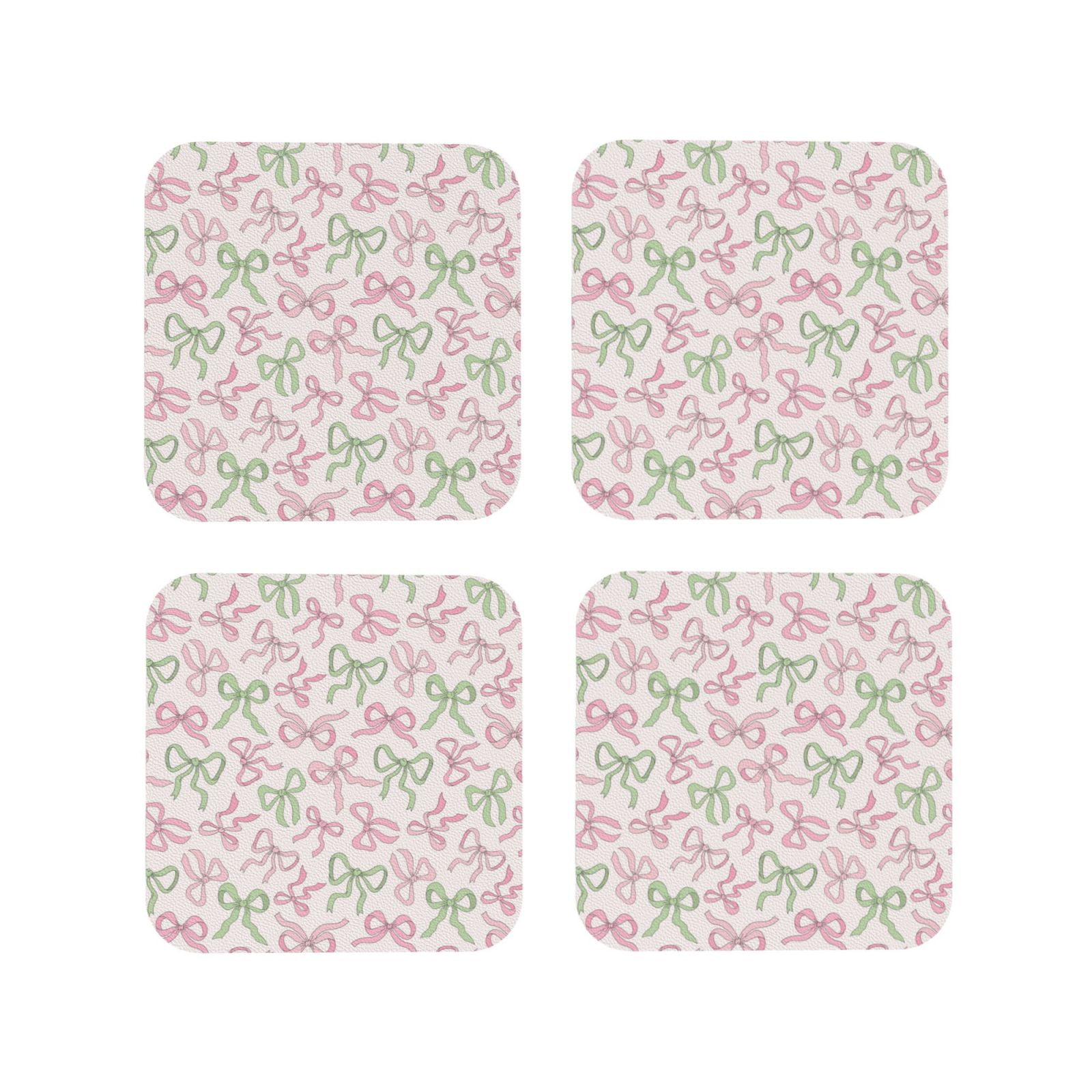 Fuzoiu Cute ribbons set Print Leather Coasters Set,Drink Coasters Set ...