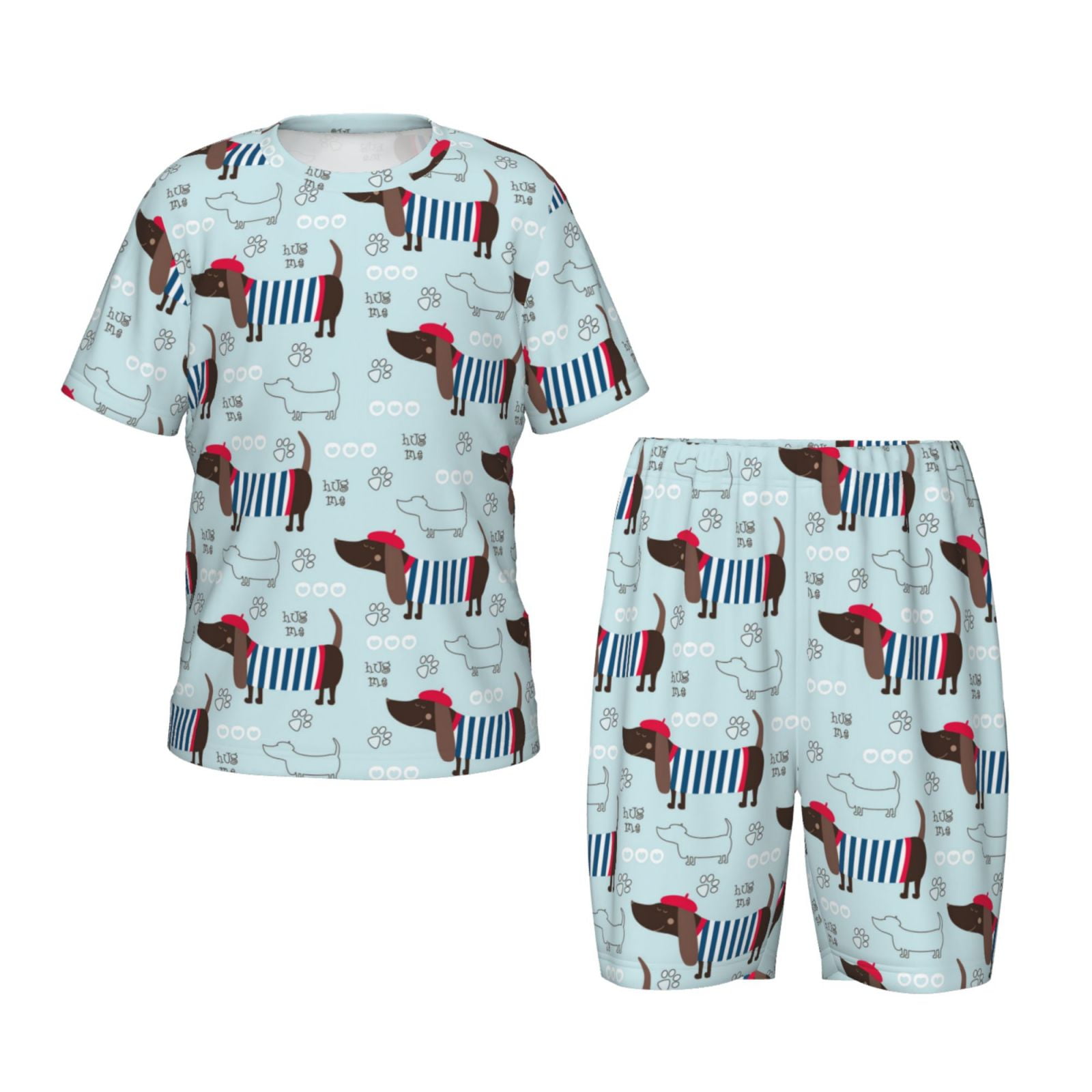 Fuzoiu Dachshund Dog Puppy Print Boys Girls Pjs Sleepwear,2 Piece Pajam ...
