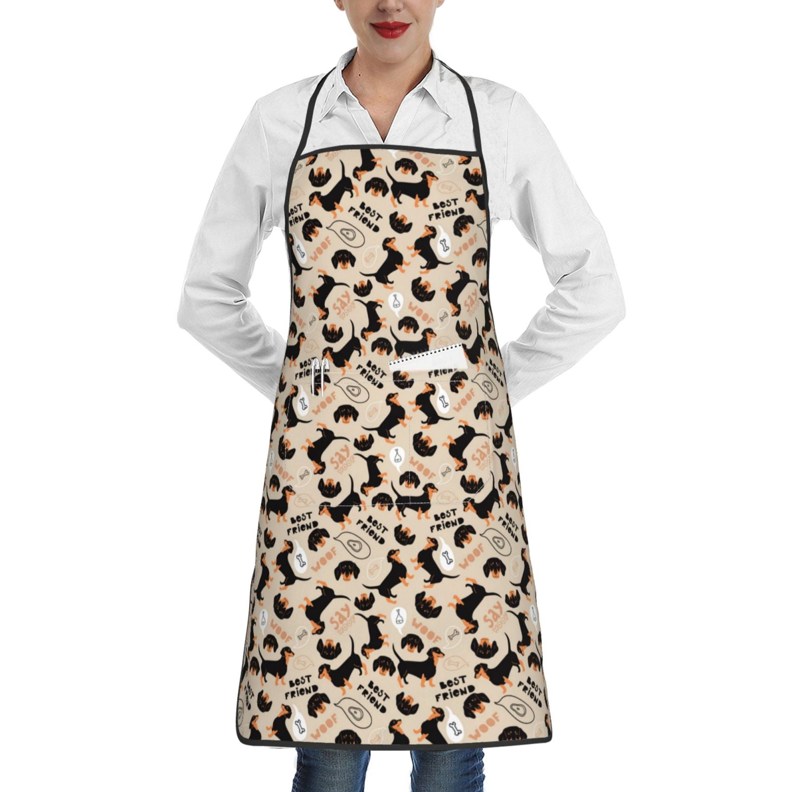 Fuzoiu Dachshund Dog Puppy Print Kitchen Cooking Aprons,Kitchen Cooking ...