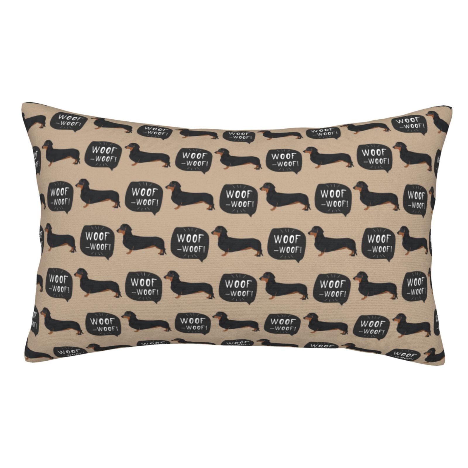 Fuzoiu Dachshund Dog Woof Print Pillow Case with Hidden Zipper,Pillow ...