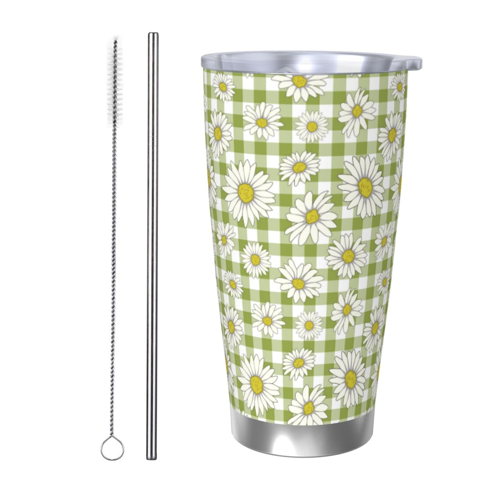 Fuzoiu Daisies Flowers Print 20oz Tumbler, Stainless Steel Vacuum ...