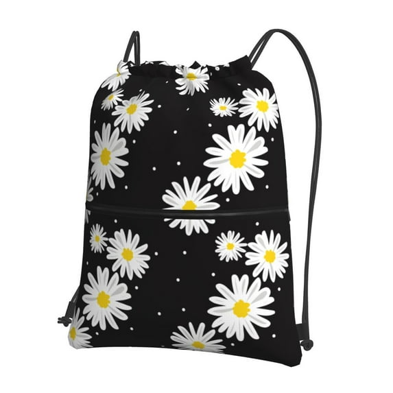 Fuzoiu Daisies Flowers Print Drawstring Backpack Water Resistant String ...