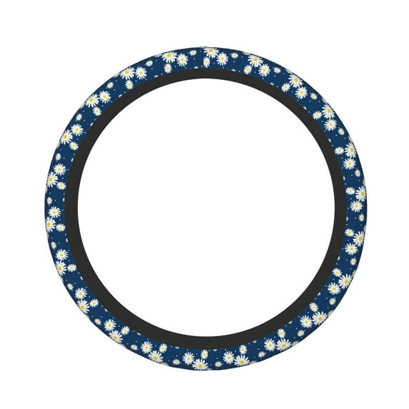 Fuzoiu Daisies Flowers Print Elastic Stretch Steering Wheel Cover ...