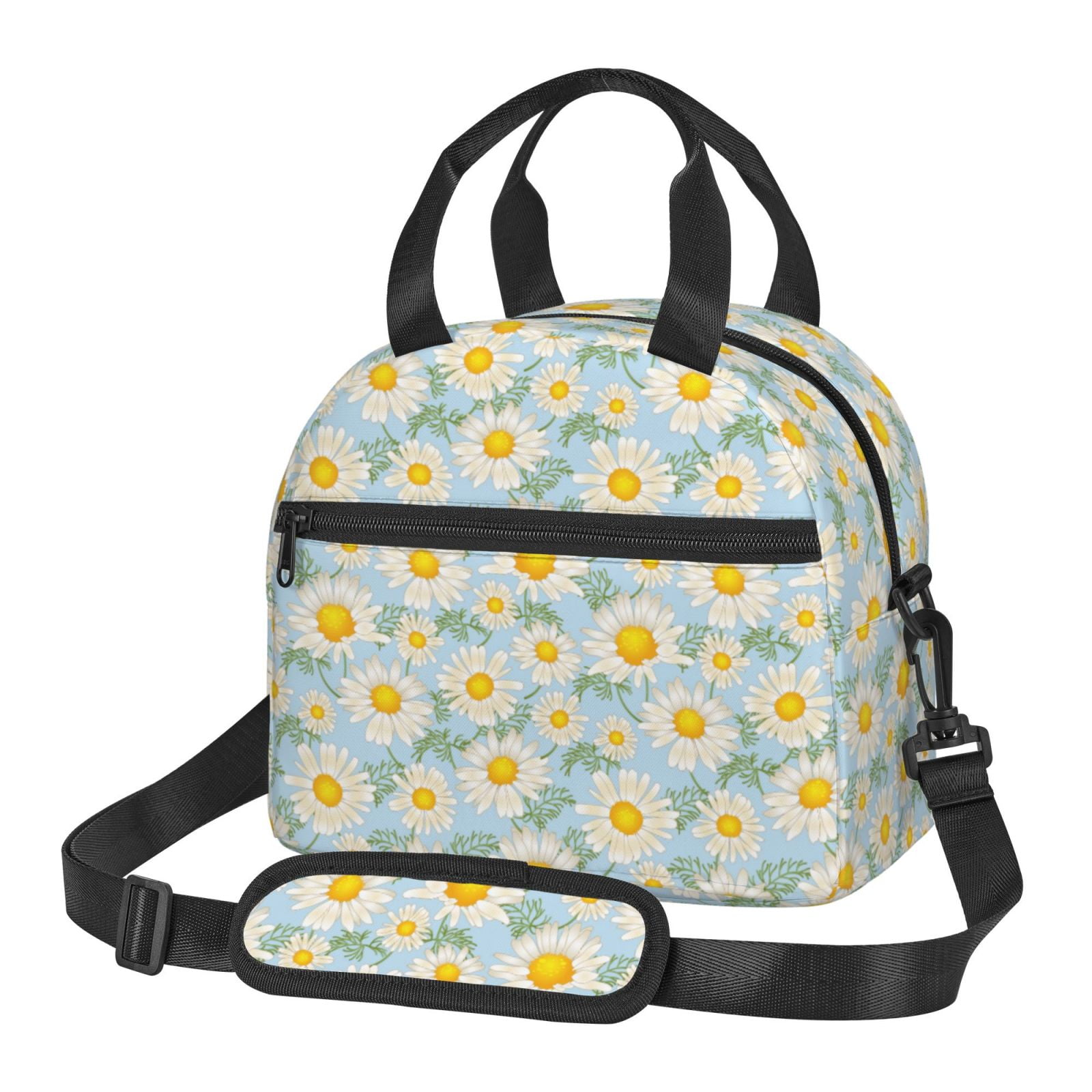 Fuzoiu Daisies Flowers Print Insulated Lunch Bag for Women Men Large ...