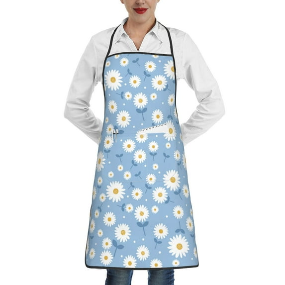 Fuzoiu Daisies Flowers Print Kitchen Cooking Aprons,Kitchen Cooking BBQ Aprons,Chef Apron with 2 ...