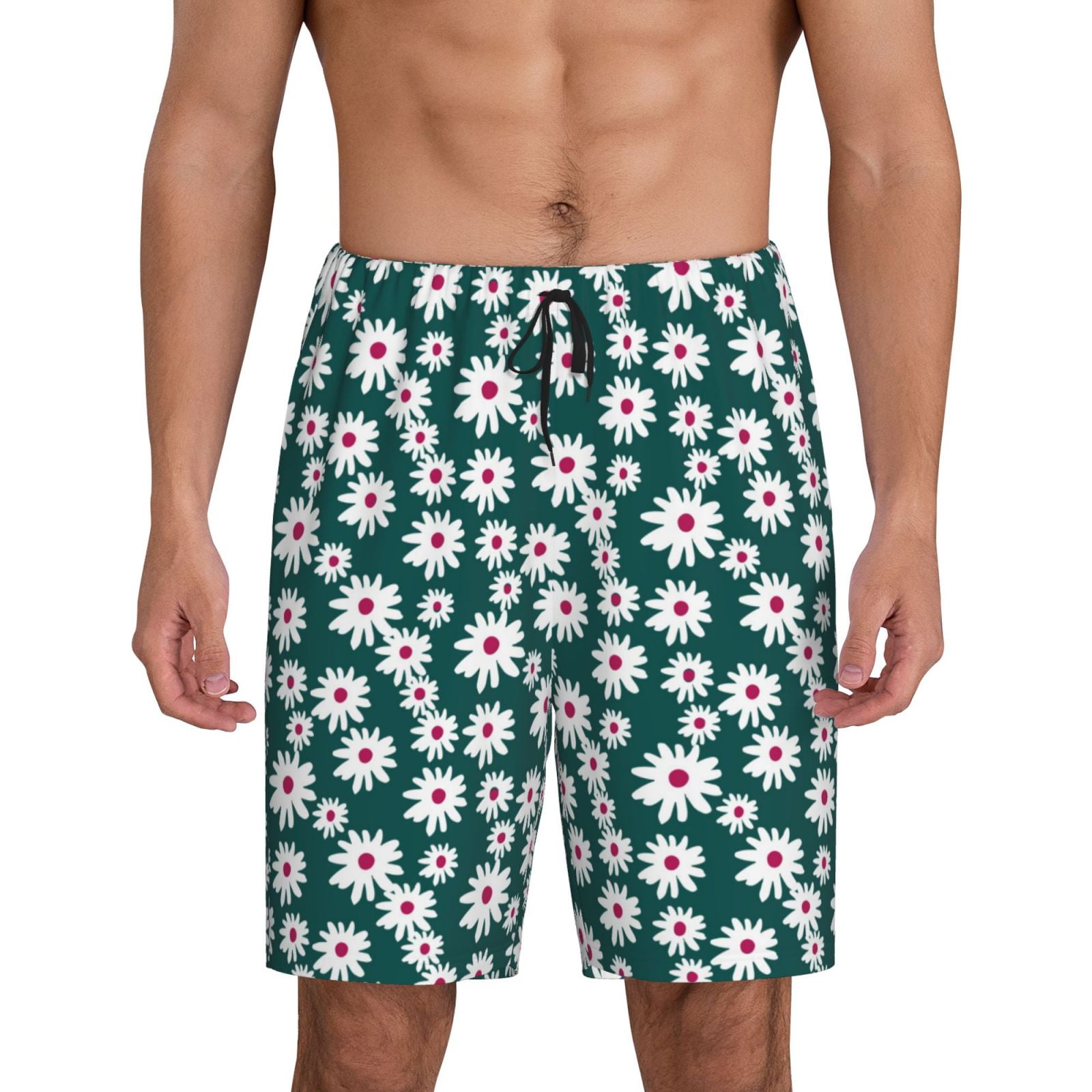 Fuzoiu Daisies Flowers Print Pajama Shorts for Men, Men's Pajama ...