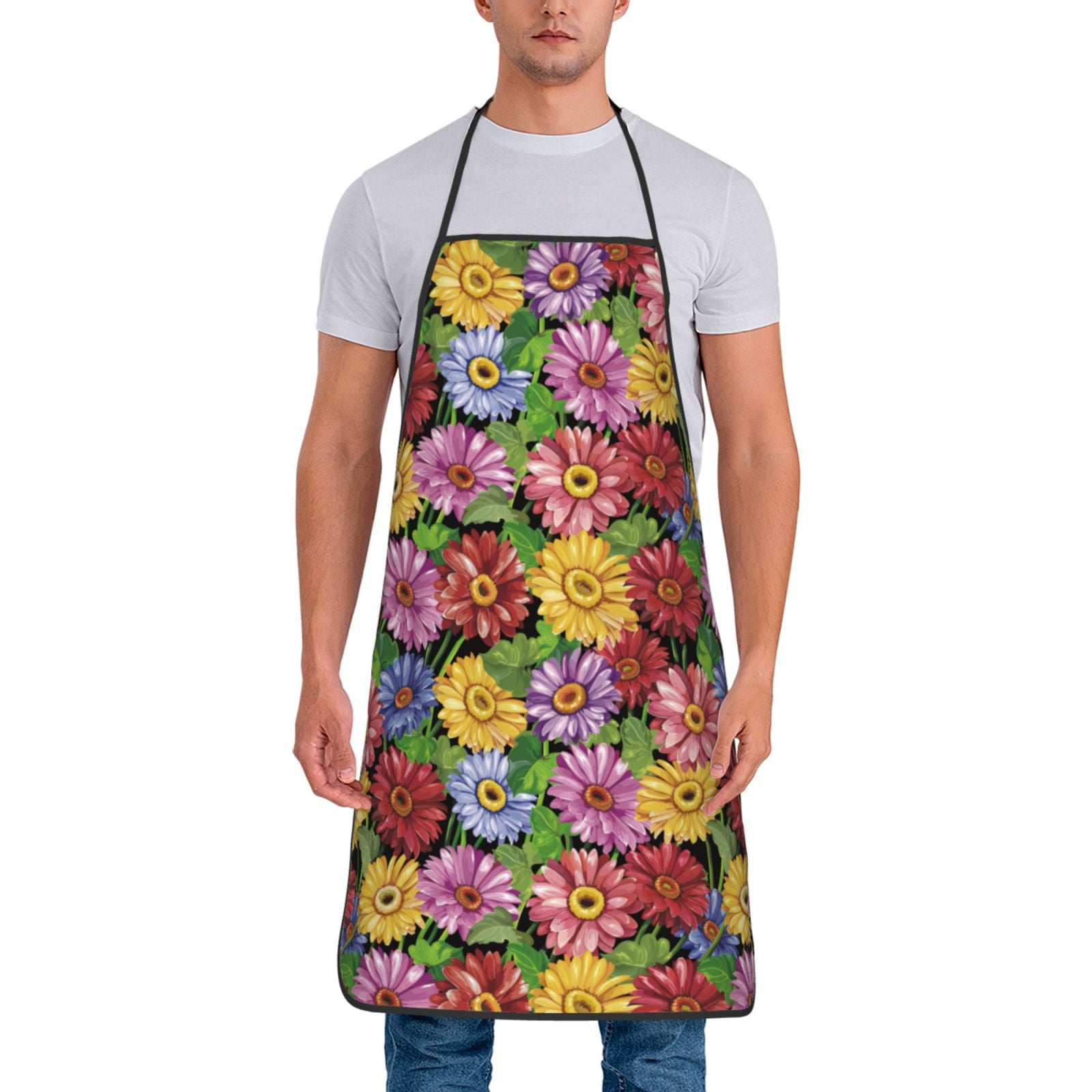 Fuzoiu Daisies Flowers Print Waterproof Apron, Kitchen Apron for Women ...