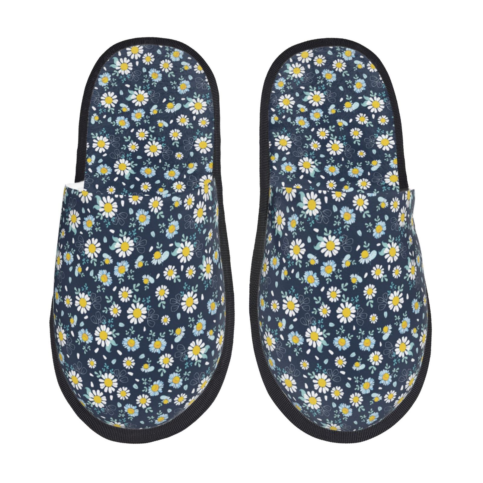 Fuzoiu Daisy Floral B Print Unisex Furry Slippers,Plush Indoor Shoes ...
