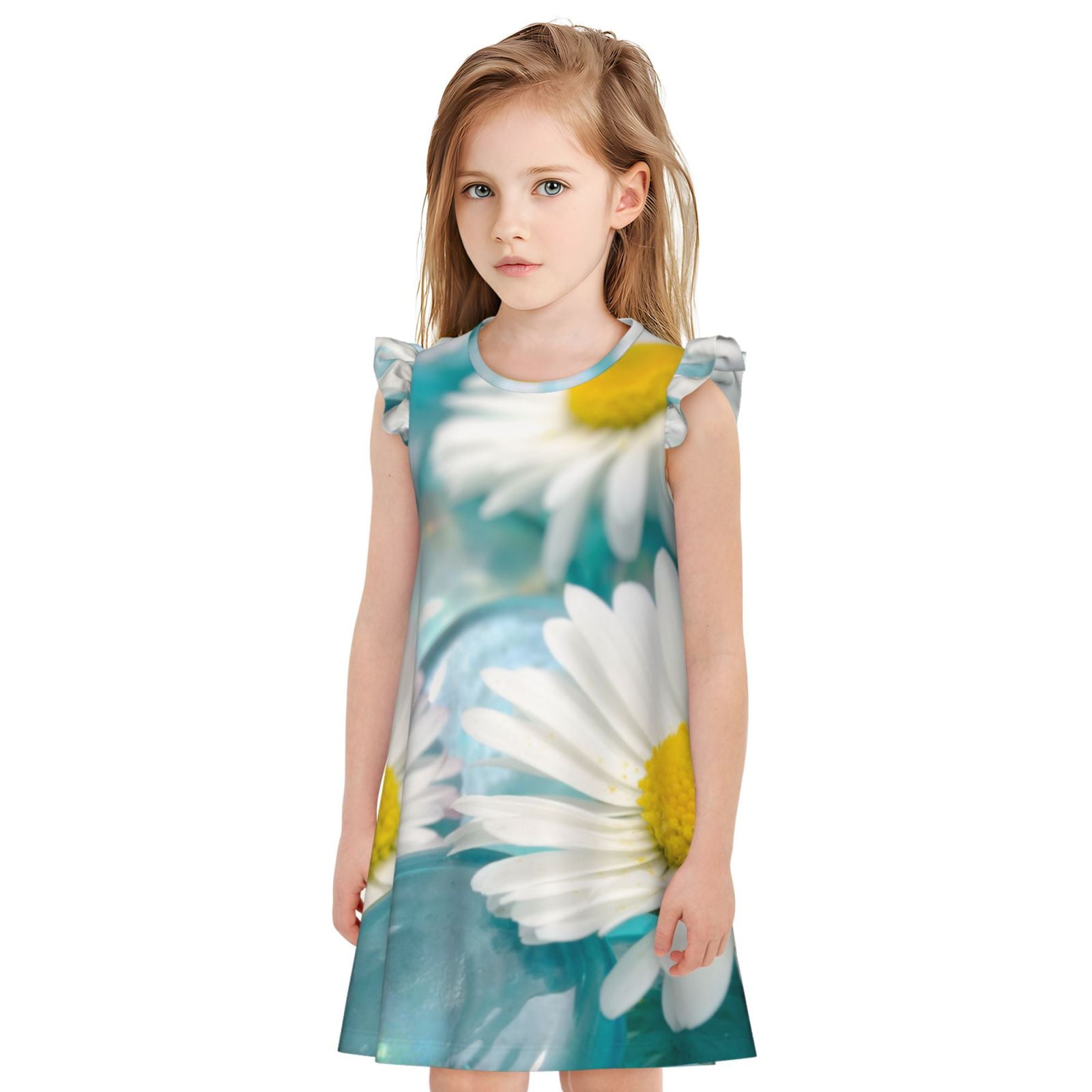 Fuzoiu Daisy Flowers Print Girls' Nightgowns Pajamas Dress,Girls ...