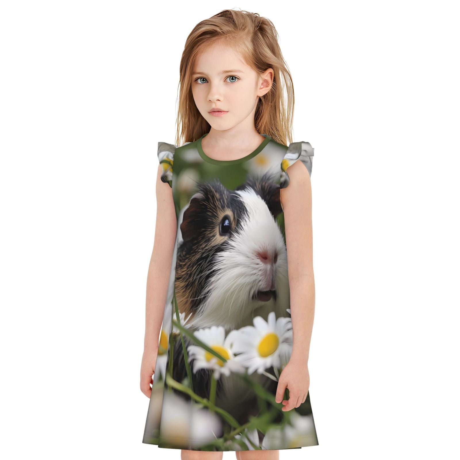 Fuzoiu Daisy Guinea Pig Print Girls' Nightgowns Pajamas Dress,Girls ...