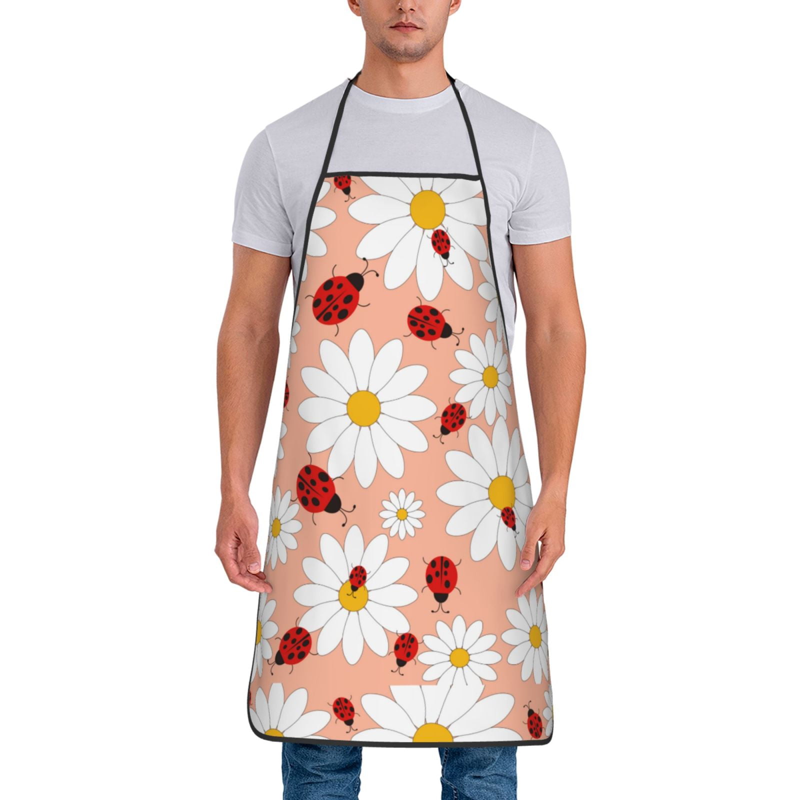 Fuzoiu Daisy and Ladybug Print Waterproof Apron, Kitchen Apron for ...