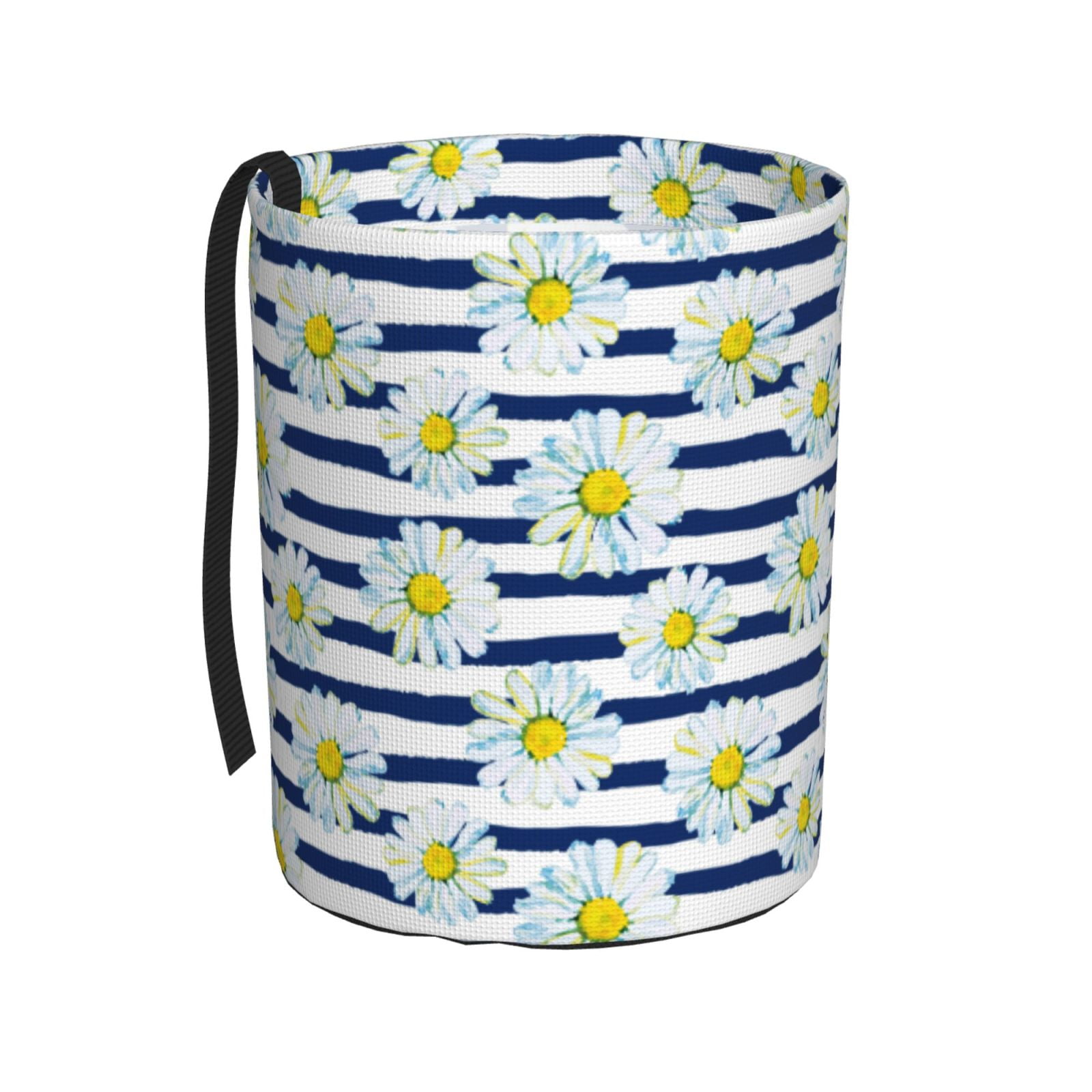 Fuzoiu Daisy Striped Nautical Print Car Trash Can,Leakproof Car Trash Can,Hanging Garbage Bin ...