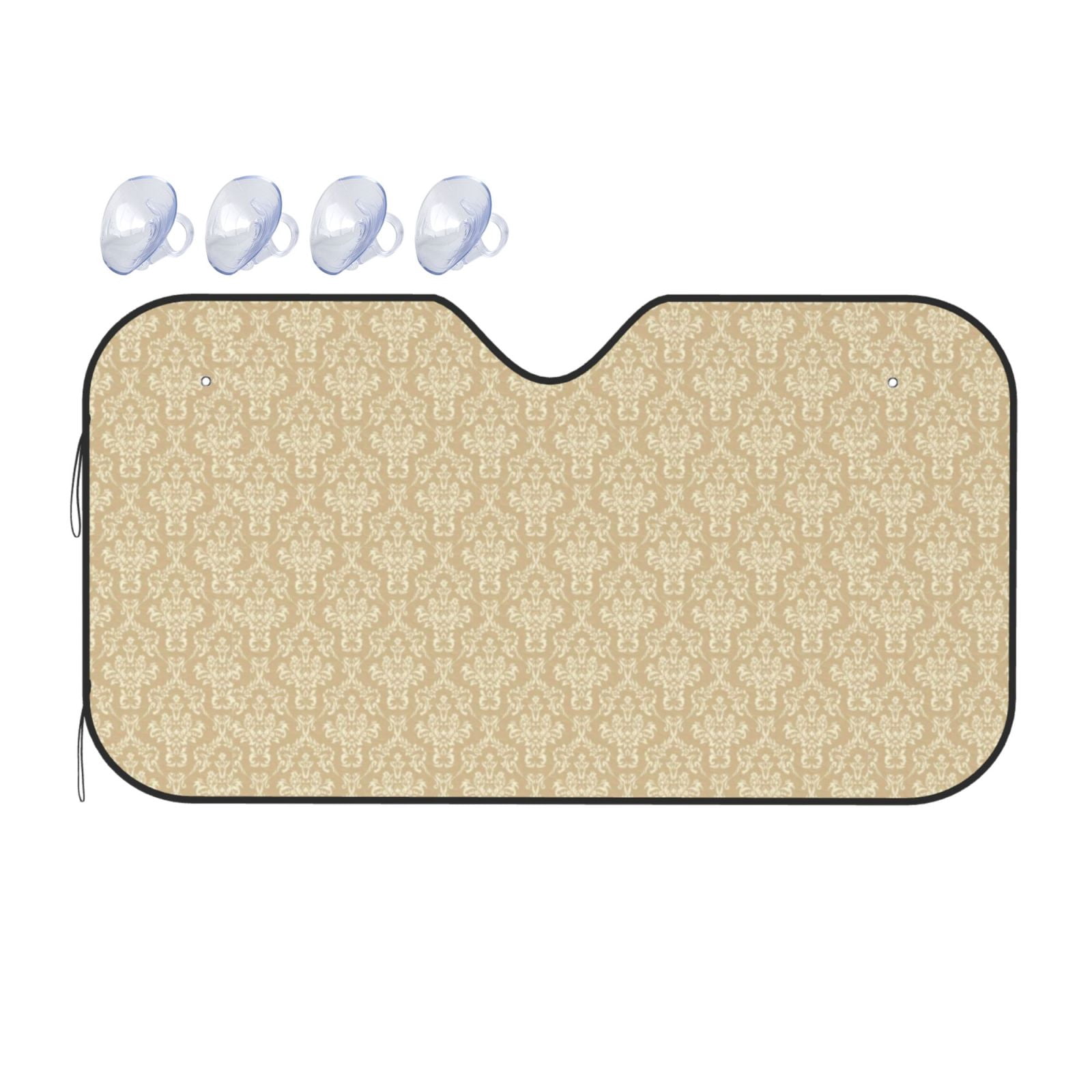 Fuzoiu Damask Beige Tan Brown Print Car Windshield Sunshade,Foldable ...