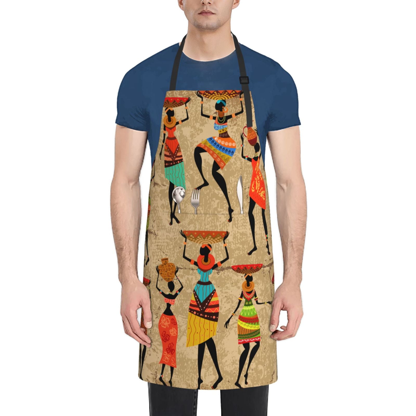 Fuzoiu Dancing African Women Print Adjustable Waterproof Apron with ...