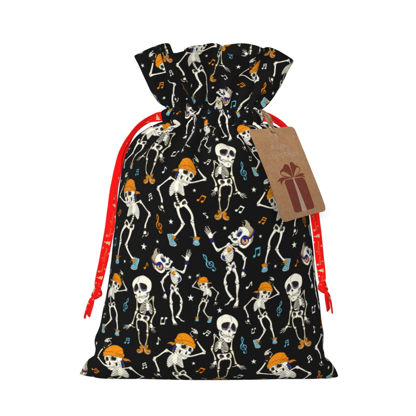 Fuzoiu Dancing Skeleton Party Print Christmas Gift Bag,Burlap Gift Bag ...
