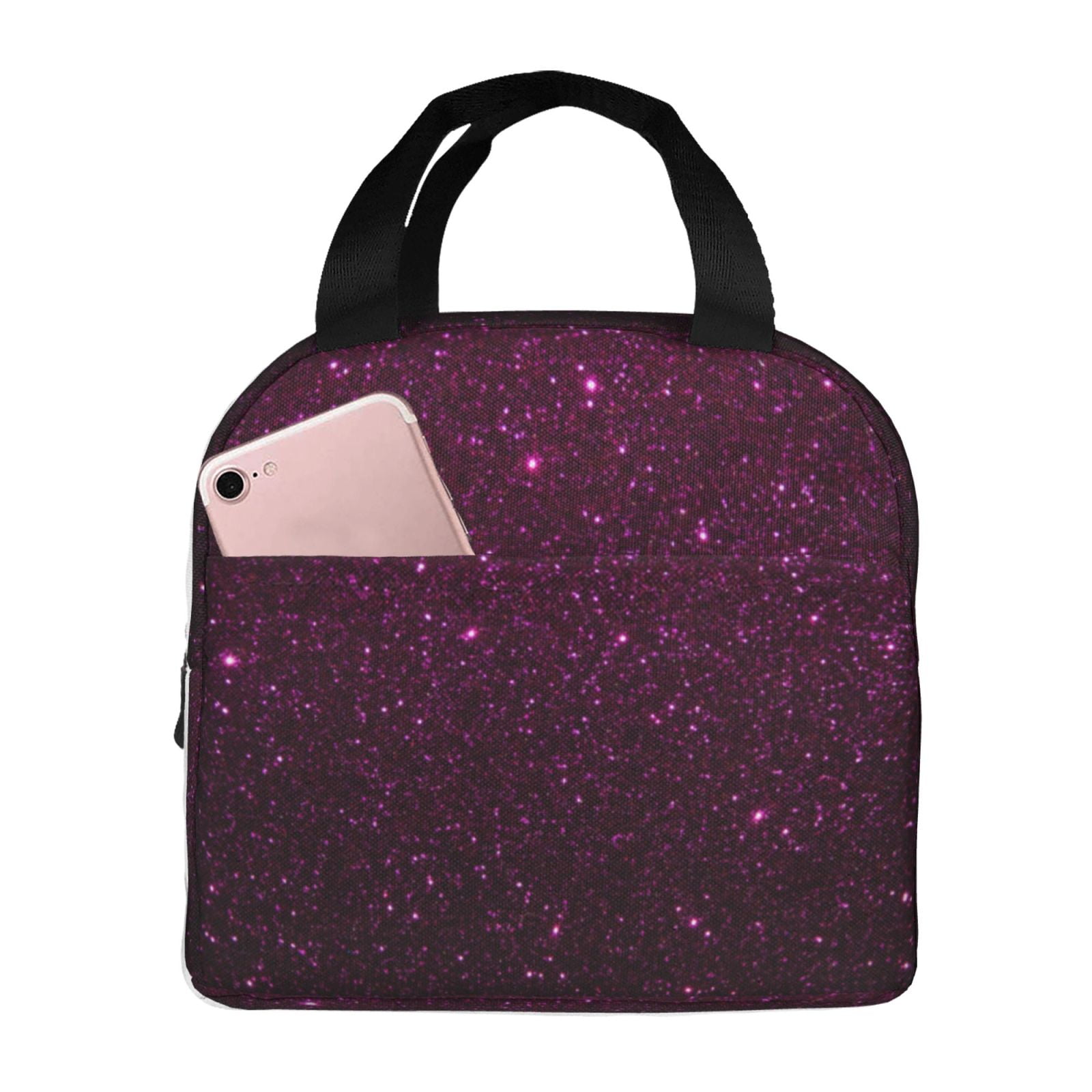 Fuzoiu Dark Purple Glitter Print Lunch Bag for Women & Men,Adult ...