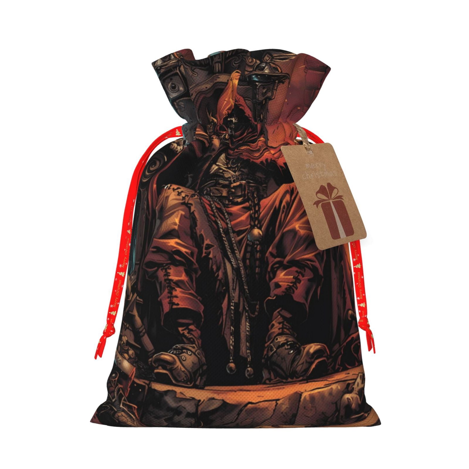 Fuzoiu Dark Skull King Throne Print Christmas Gift Bag,Burlap Gift Bag ...