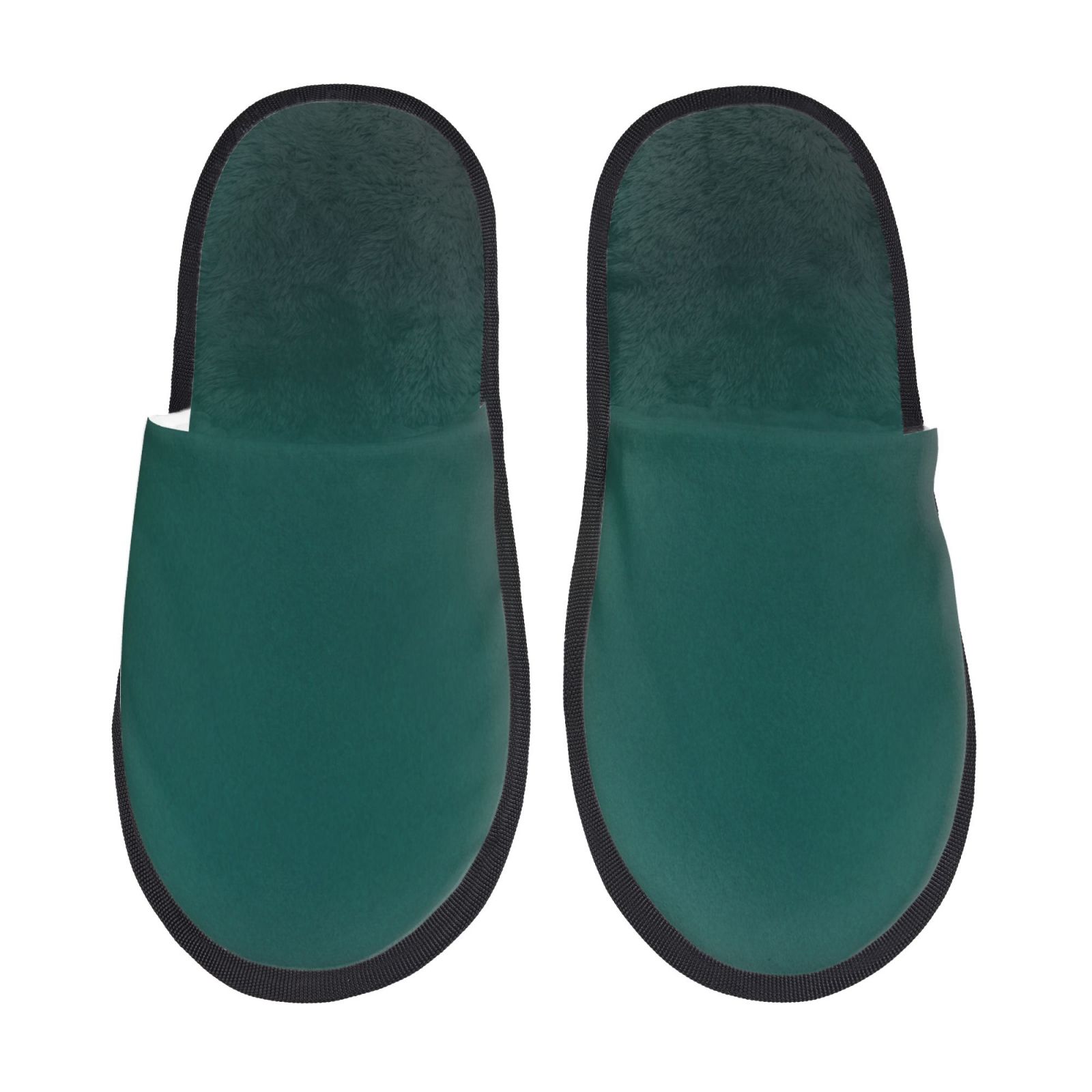 Fuzoiu Dark teal green Print Unisex Furry Slippers,Plush Indoor Shoes ...
