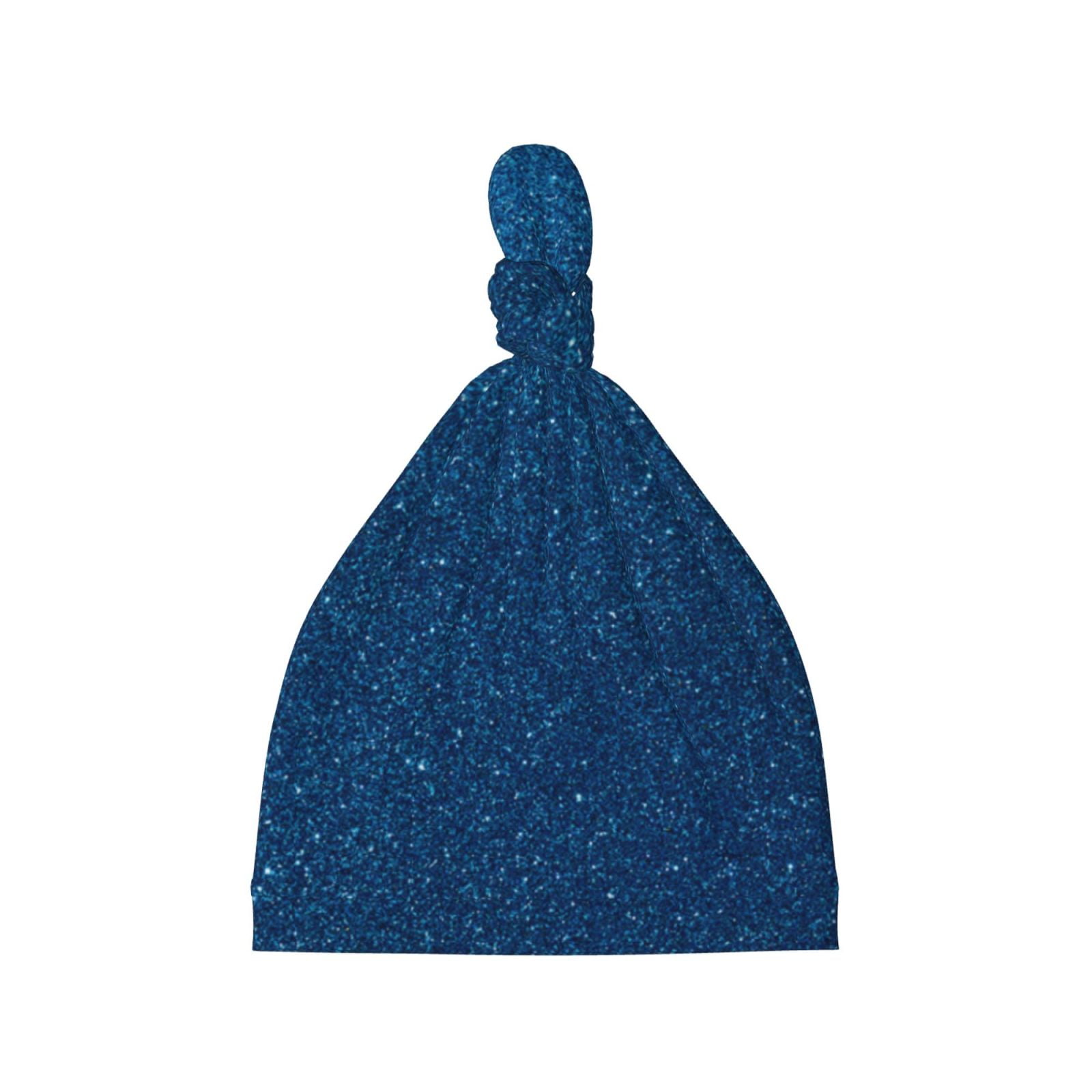 Fuzoiu Deep Blue Glitter Print Baby Newborn Hats Set Stretchy Knot ...