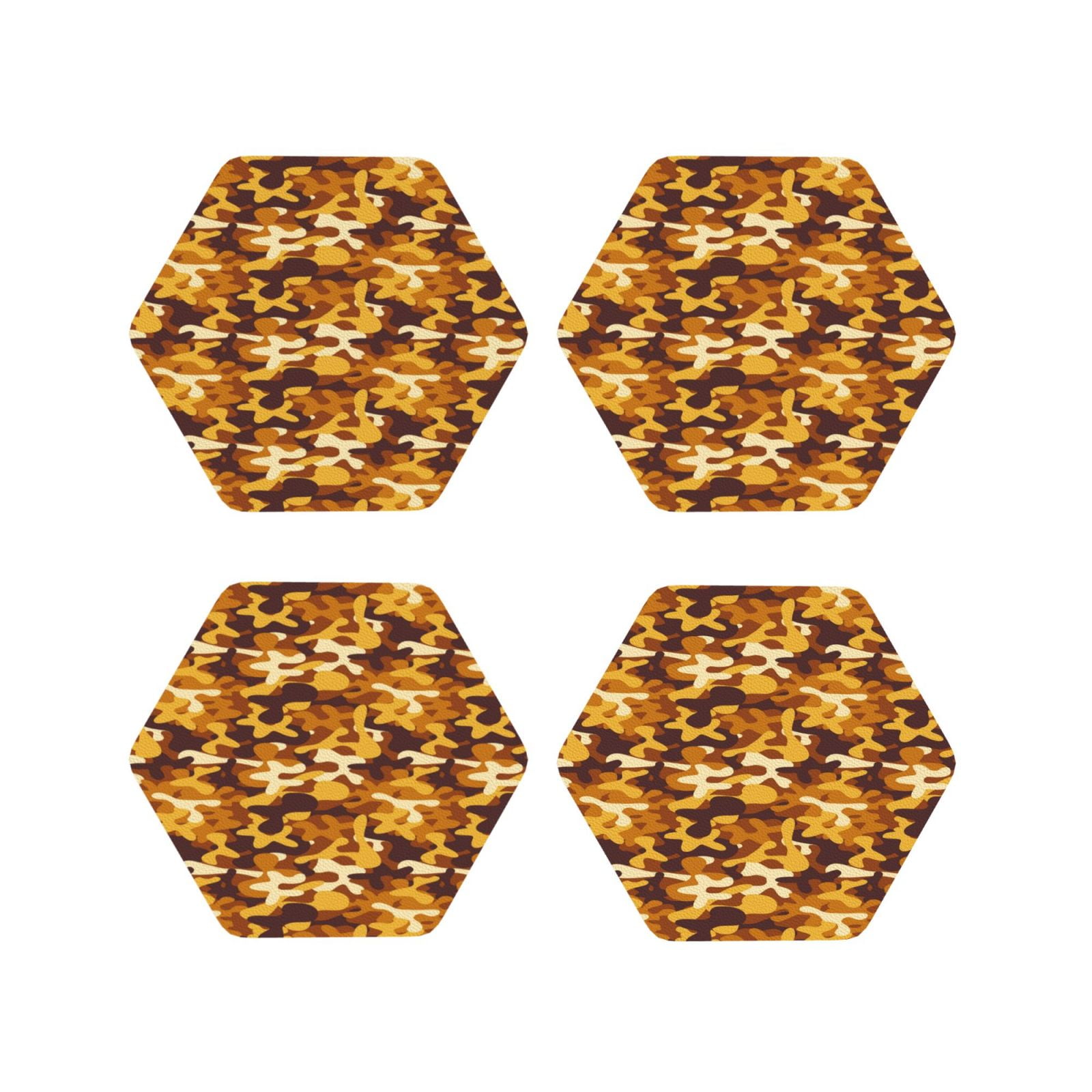 Fuzoiu Desert Camouflage Print Leather Coasters Set,Drink Coasters Set ...