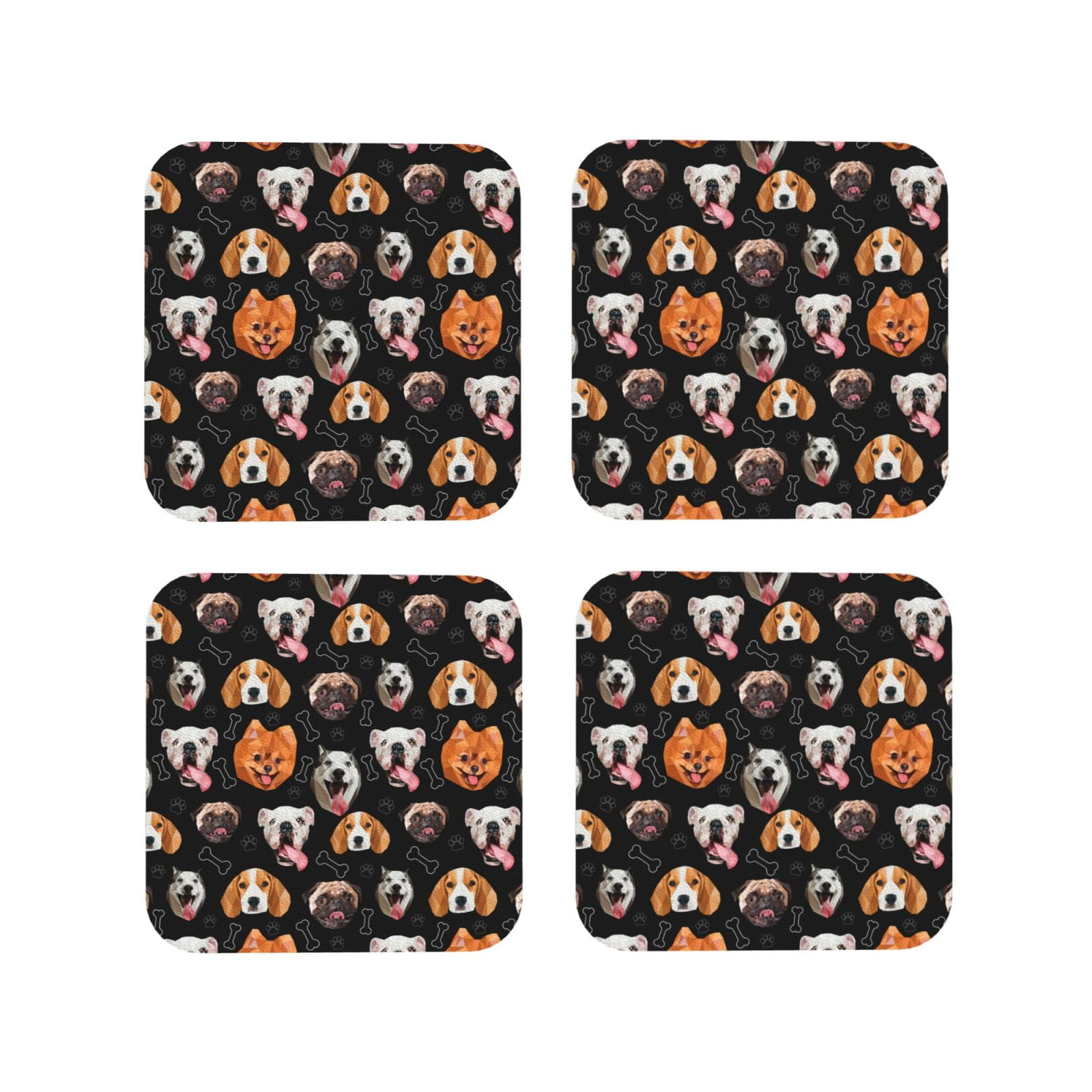 Fuzoiu Different Breeds Of Dogs Print Leather Coasters Set,Drink ...