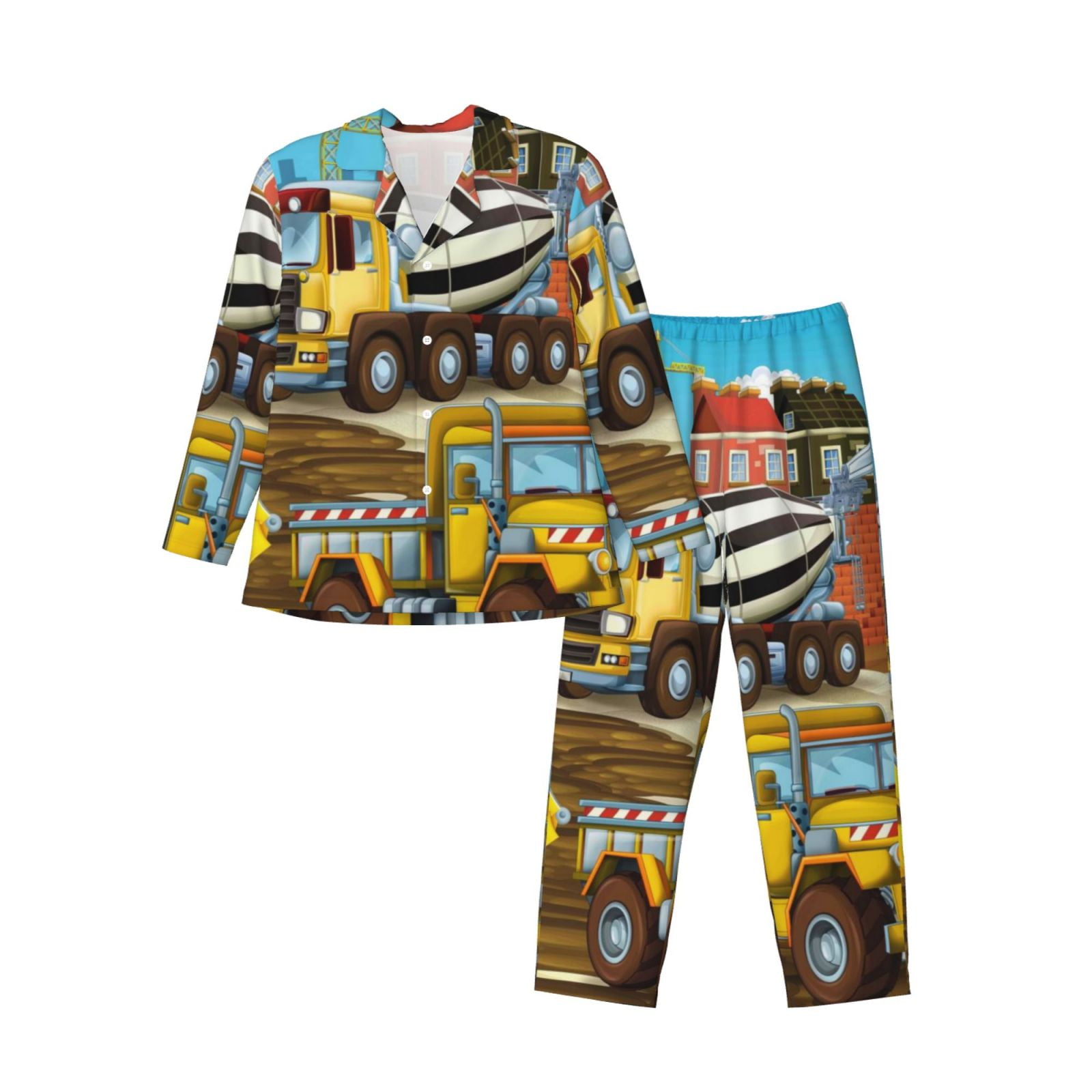 Fuzoiu Different Construction Site Vehicles Print Men's Long-Sleeved ...