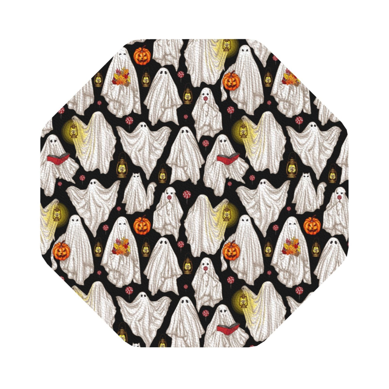 Fuzoiu Different Ghosts Print Leather Coasters Set,Drink Coasters Set ...