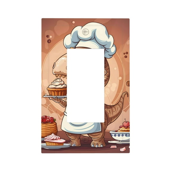 Fuzoiu Dinosaur Baking Delight Print Single Duplex Outlet Cover Plate ...